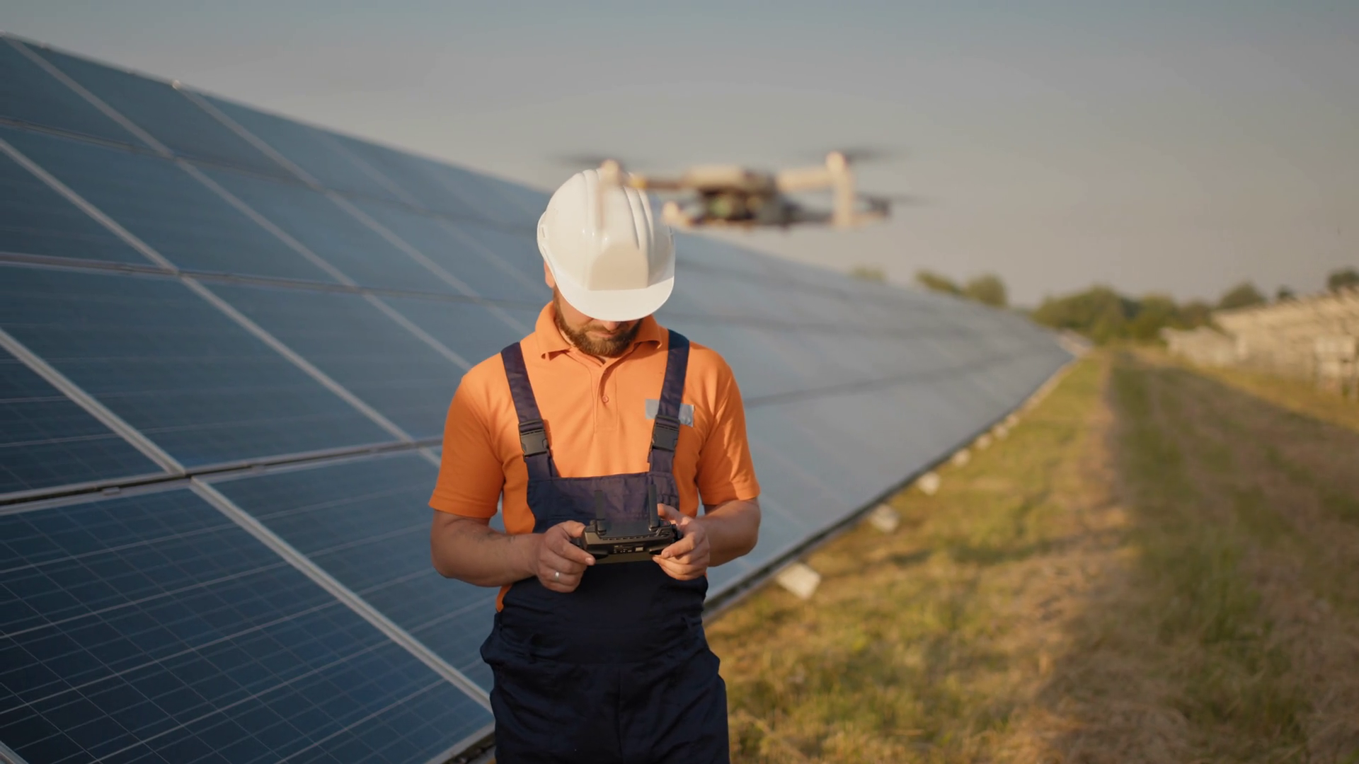 Industrial Expert Wearing Helmet Controlling Stock Footage SBV ...