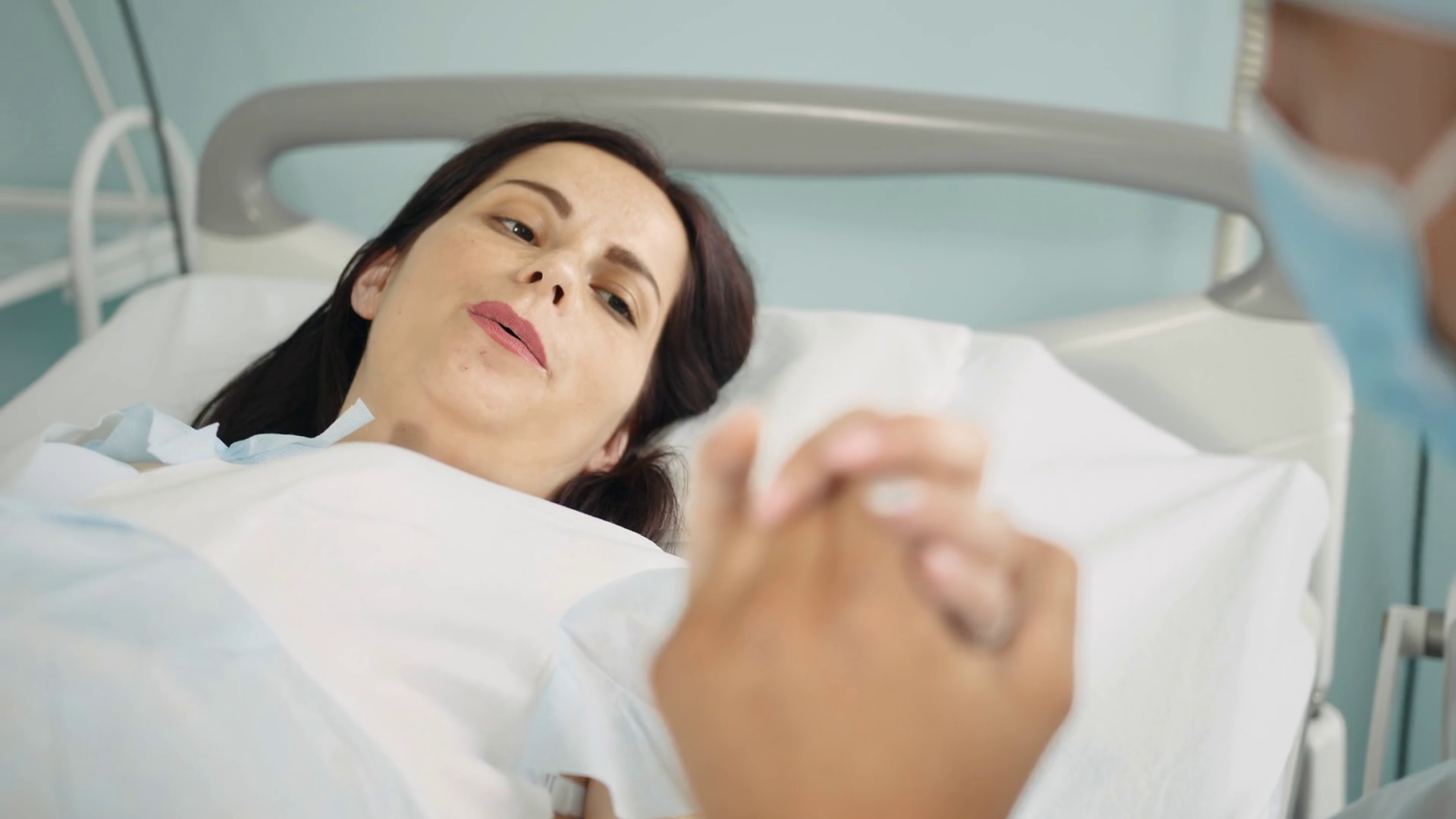 Spouse Holding Hand Of Woman In Labor In Stock Footage SBV-348476076 ...