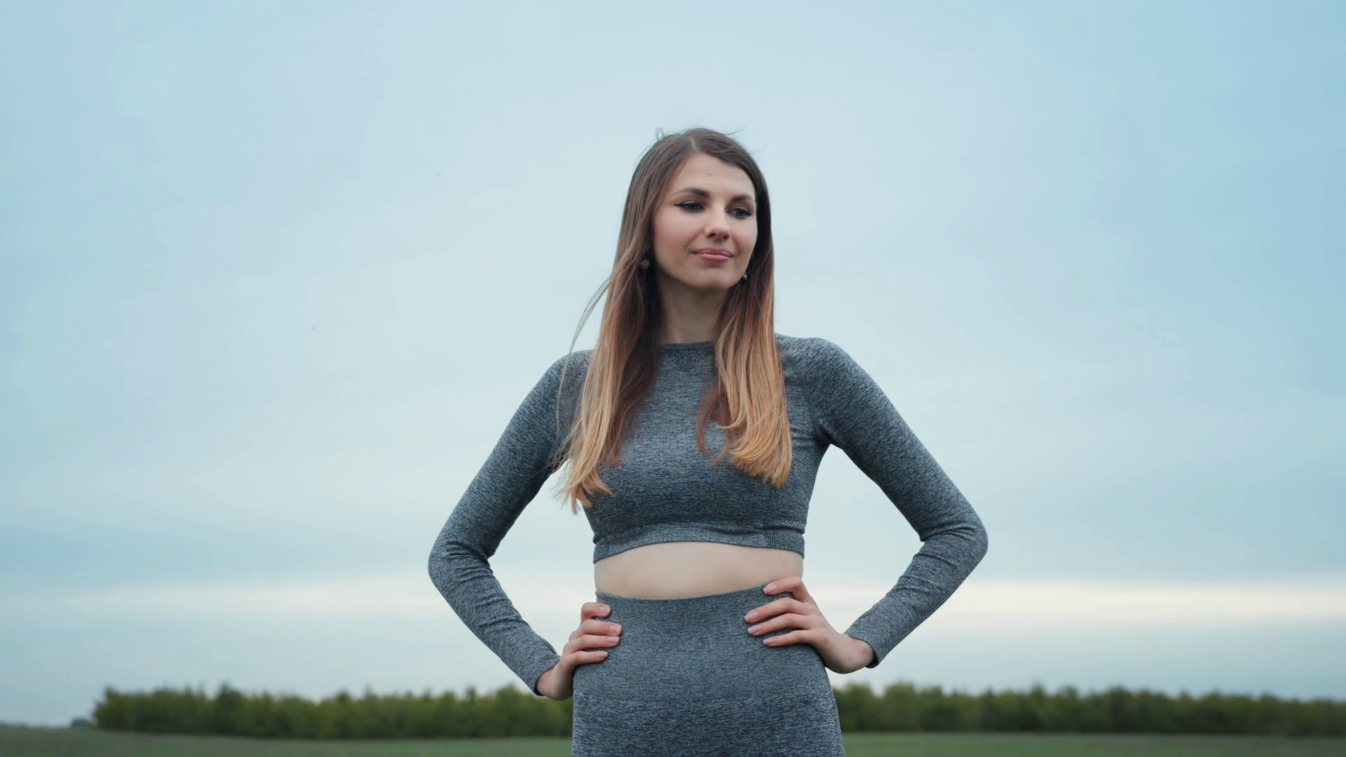 Portrait Of Happy Slim Woman In Sportswear Stock Footage SBV-348494228 ...