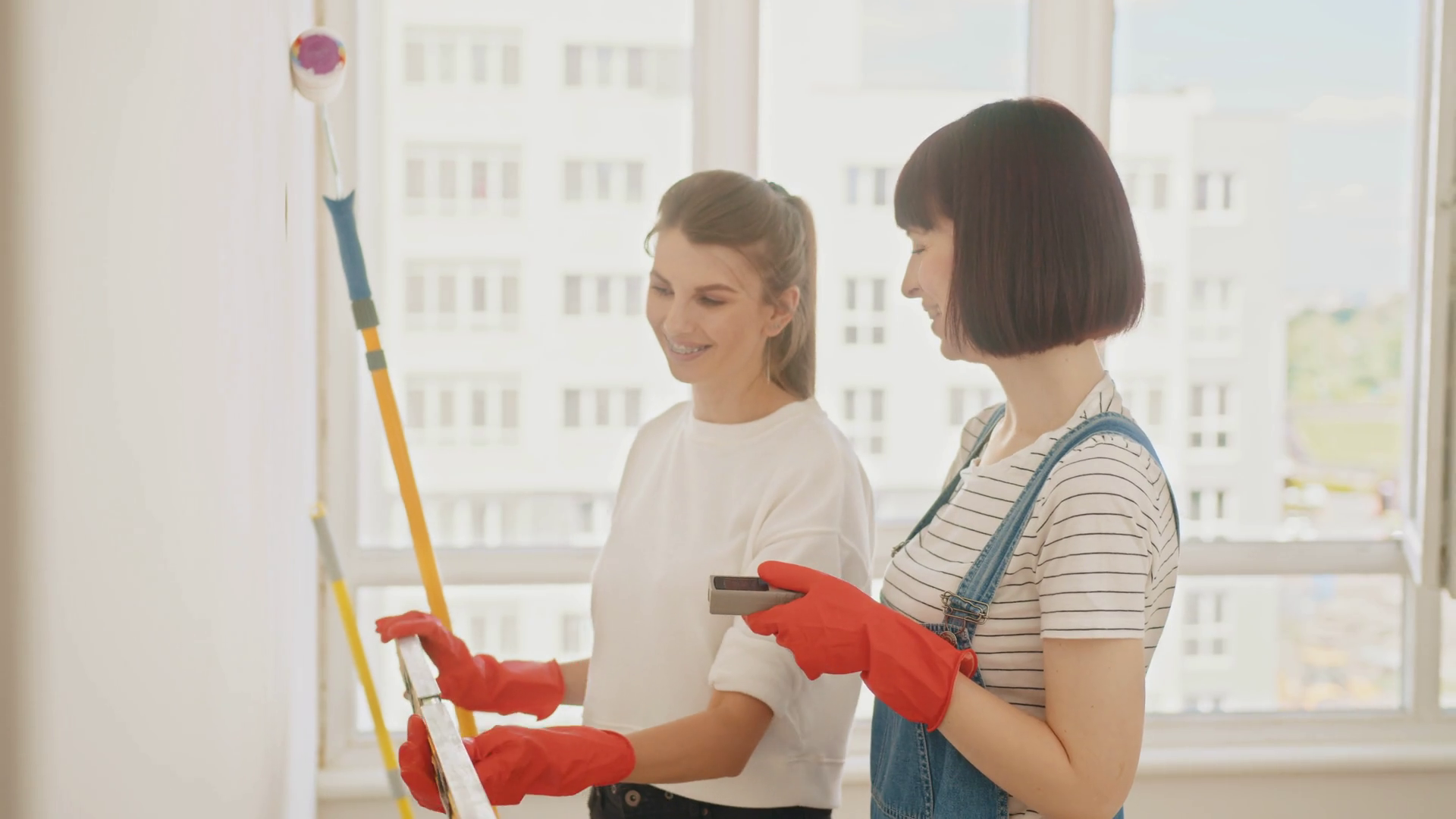 Two Girls Make Repairs At Home On Own Stock Footage SBV-348451921 ...