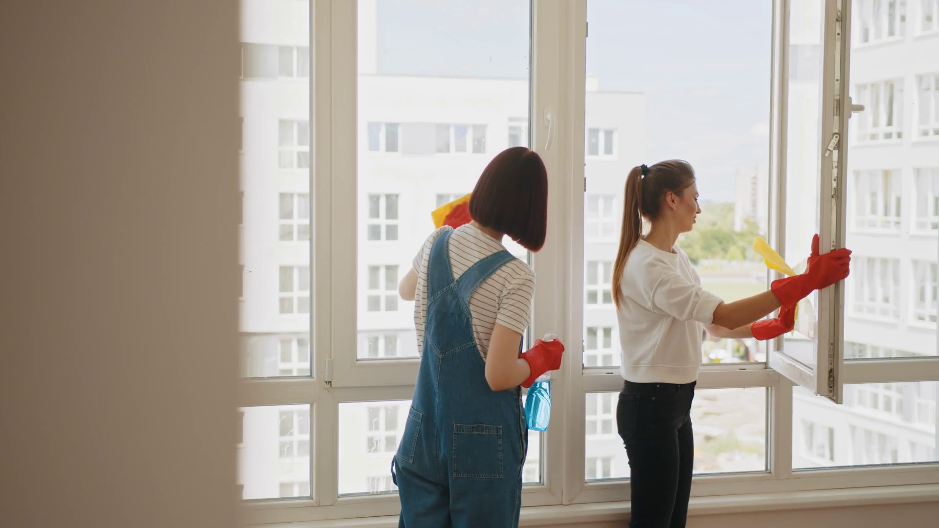 Two Positive Females Cleaning Room Together Stock Footage SBV-348451546 ...