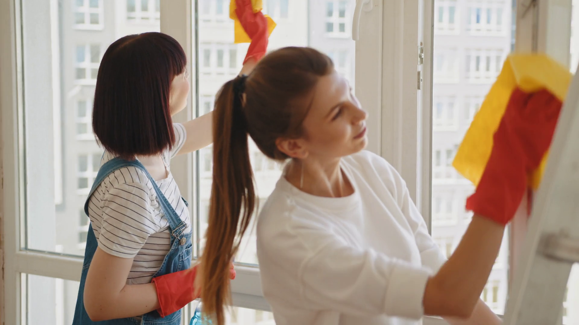 Two Positive Females Cleaning Room Together Stock Footage SBV-348452020 ...