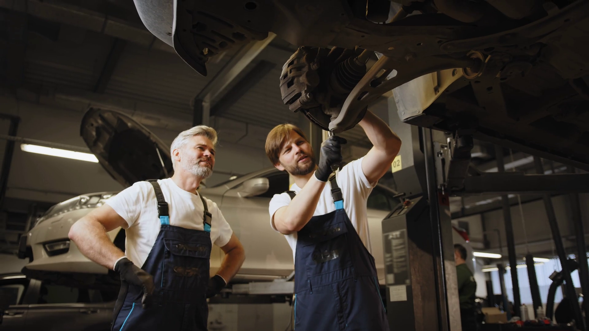 Workflow In Car Workshop Mechanic In Work At Stock Footage SBV ...