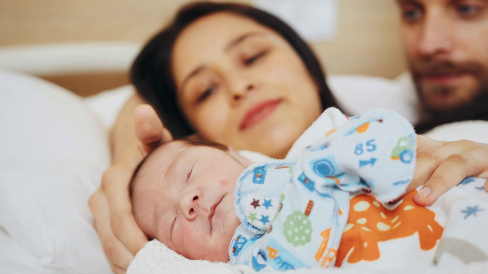 Newborn Baby Boy Being Cradled New Mother Stock Footage SBV-348434430 ...