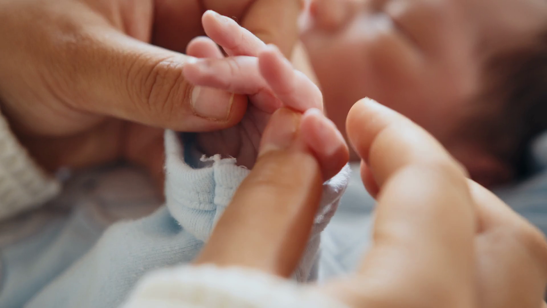Parent Holding Newborns Hand In Slow Motion Stock Footage SBV-348442075 ...
