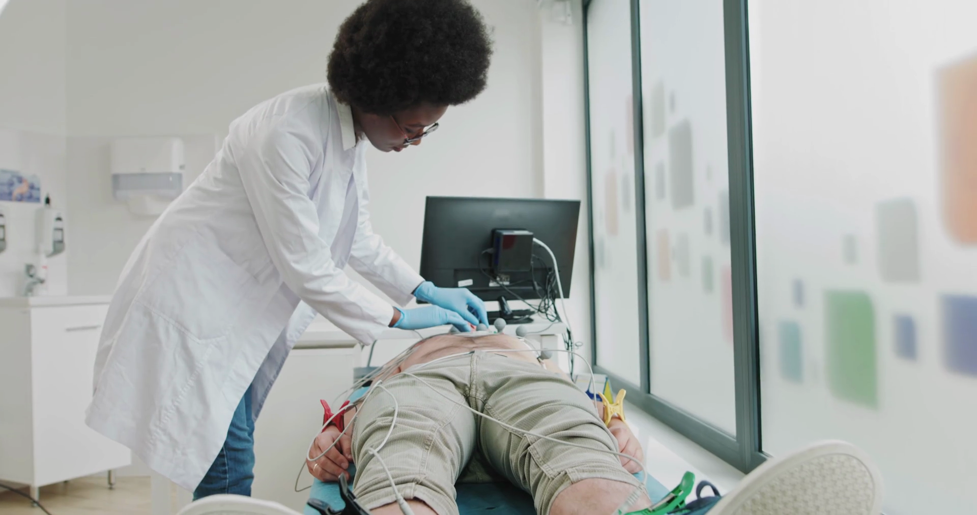 Install Ecg Suckers Hospital Nurse Fixing Stock Footage SBV-348529210 ...