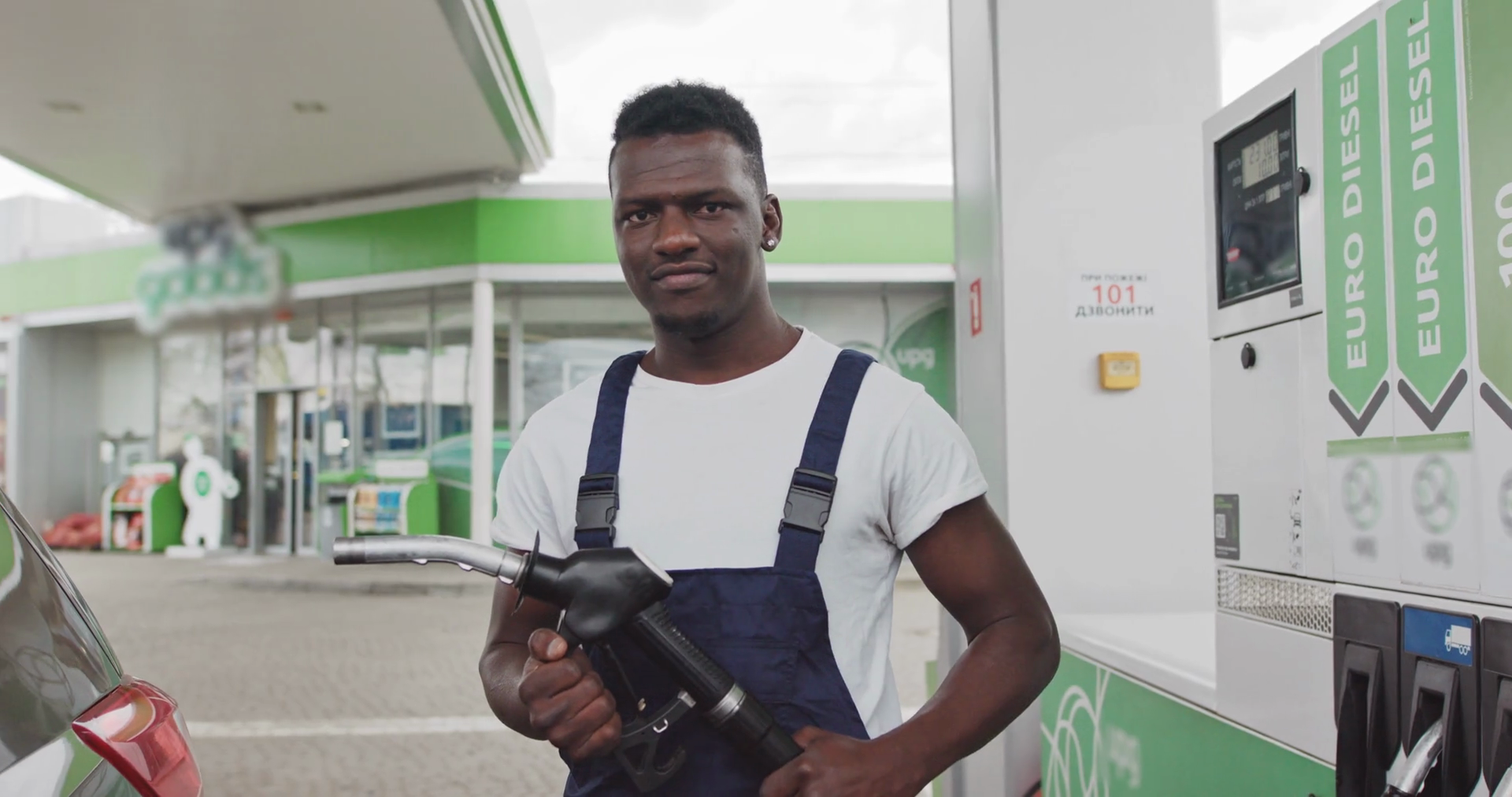 Black African Gas Station Worker Holding Stock Footage SBV-348544756 ...