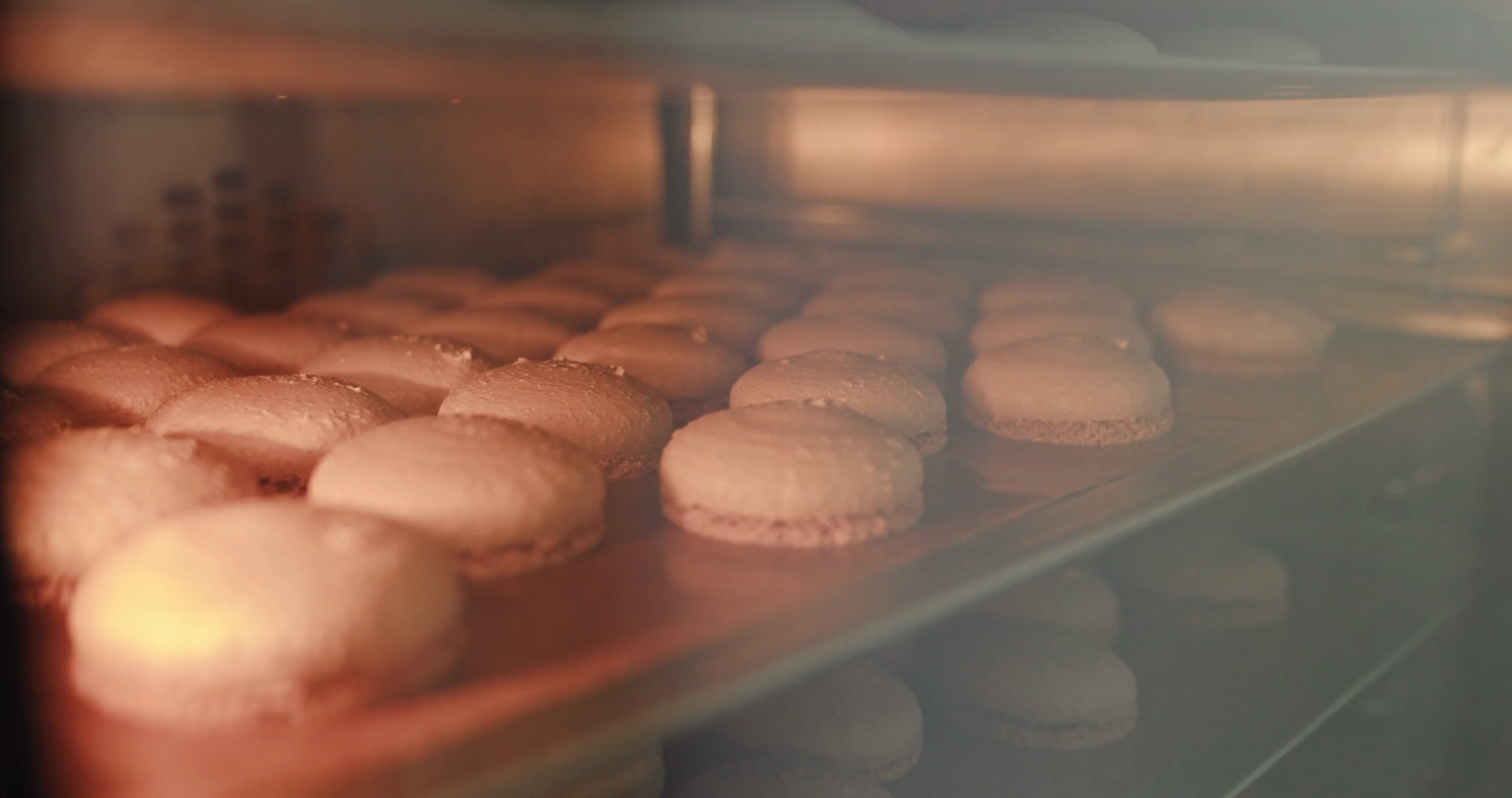 A Batch Of Cakes Macaron In Oven Macarons Stock Footage SBV-348545828 ...