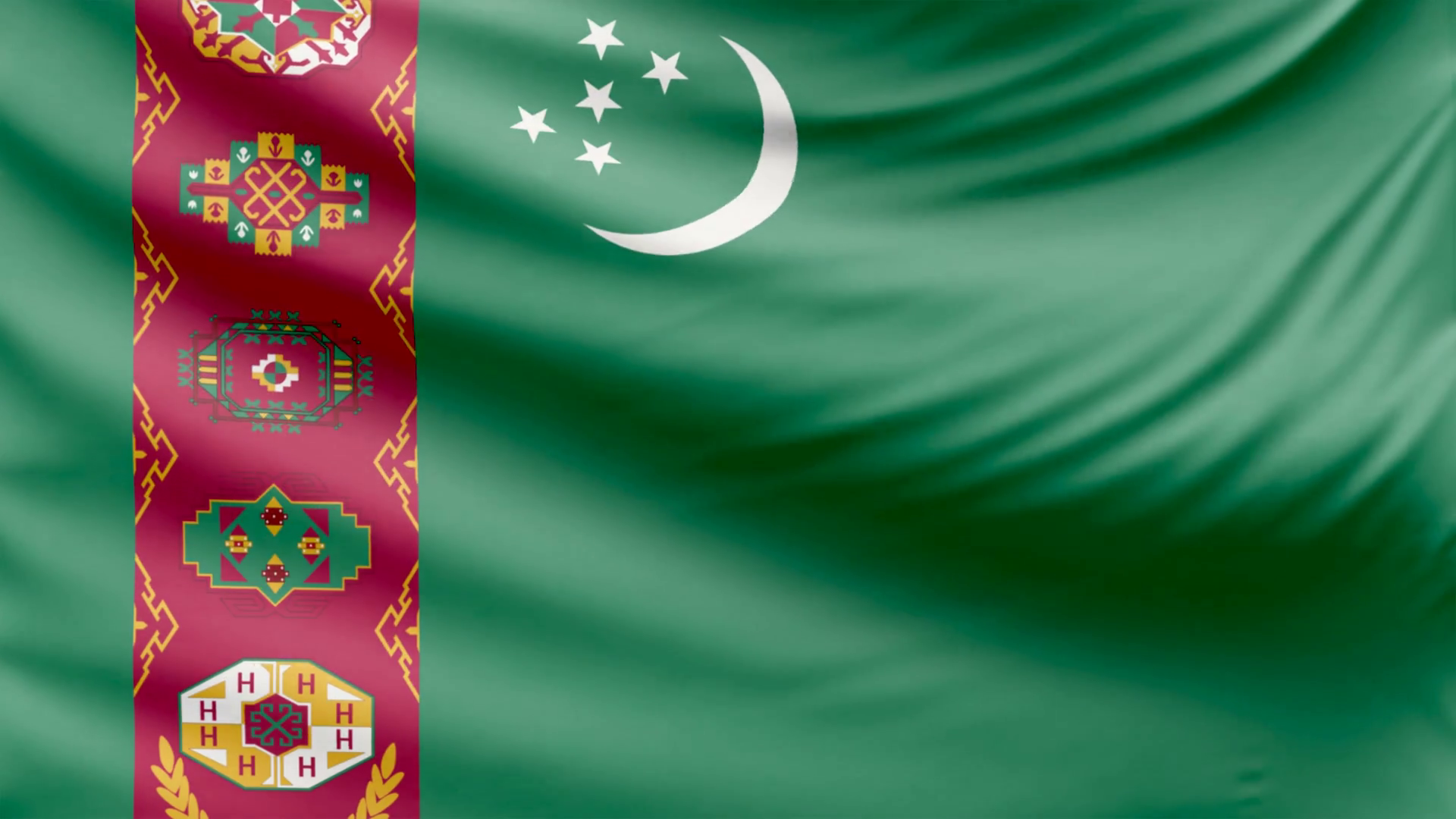 Realistic Beautiful Turkmenistan Flag 4k Motion Background 00 19 Sbv