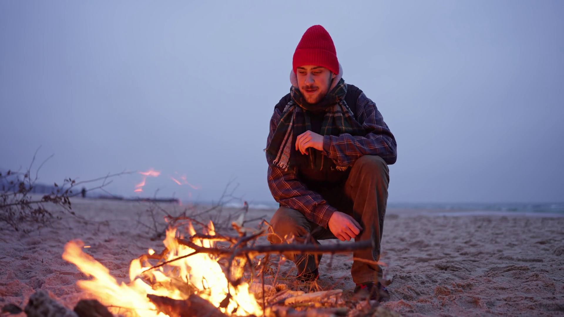 Happy Guy In Winter Clothes Red Hat Stock Footage SBV-352024489 ...