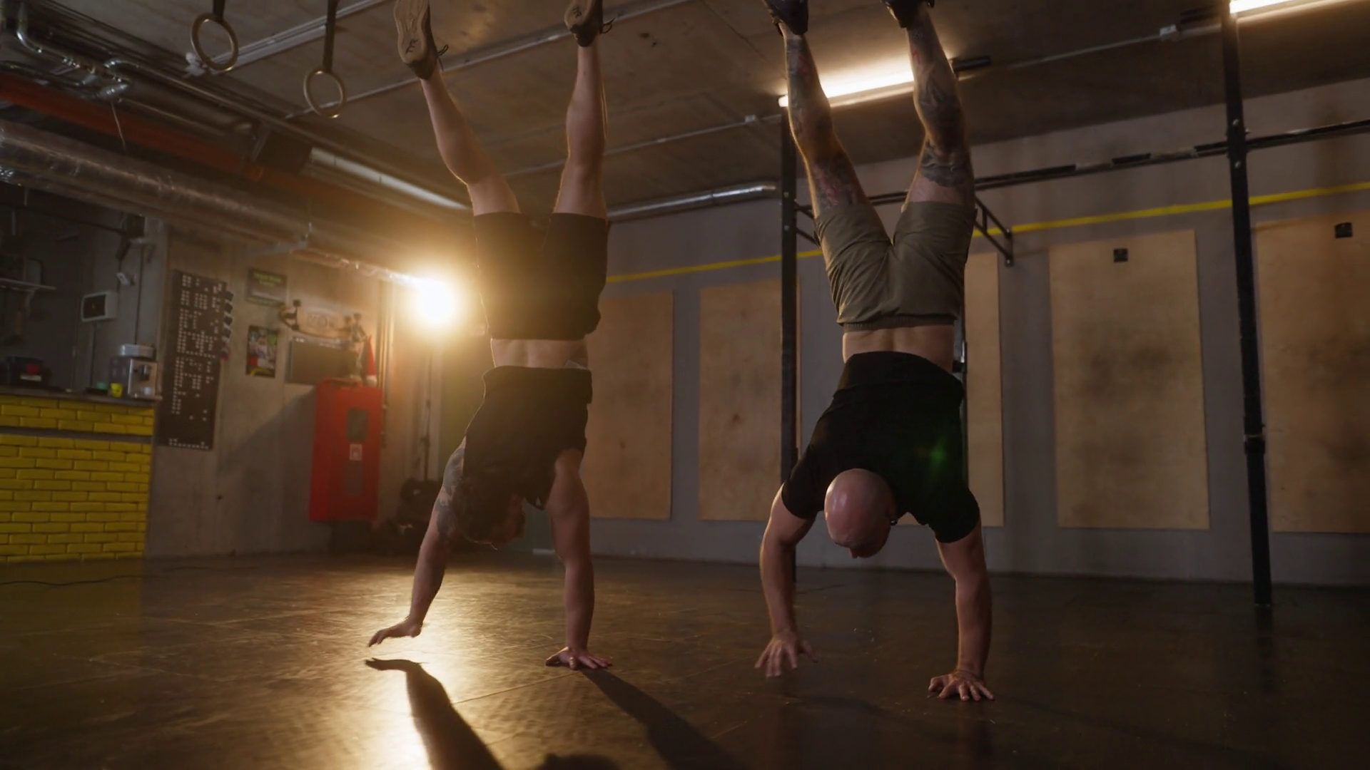 Two Athletic Guys Doing Handstands Walking Stock Footage SBV-352380248 ...
