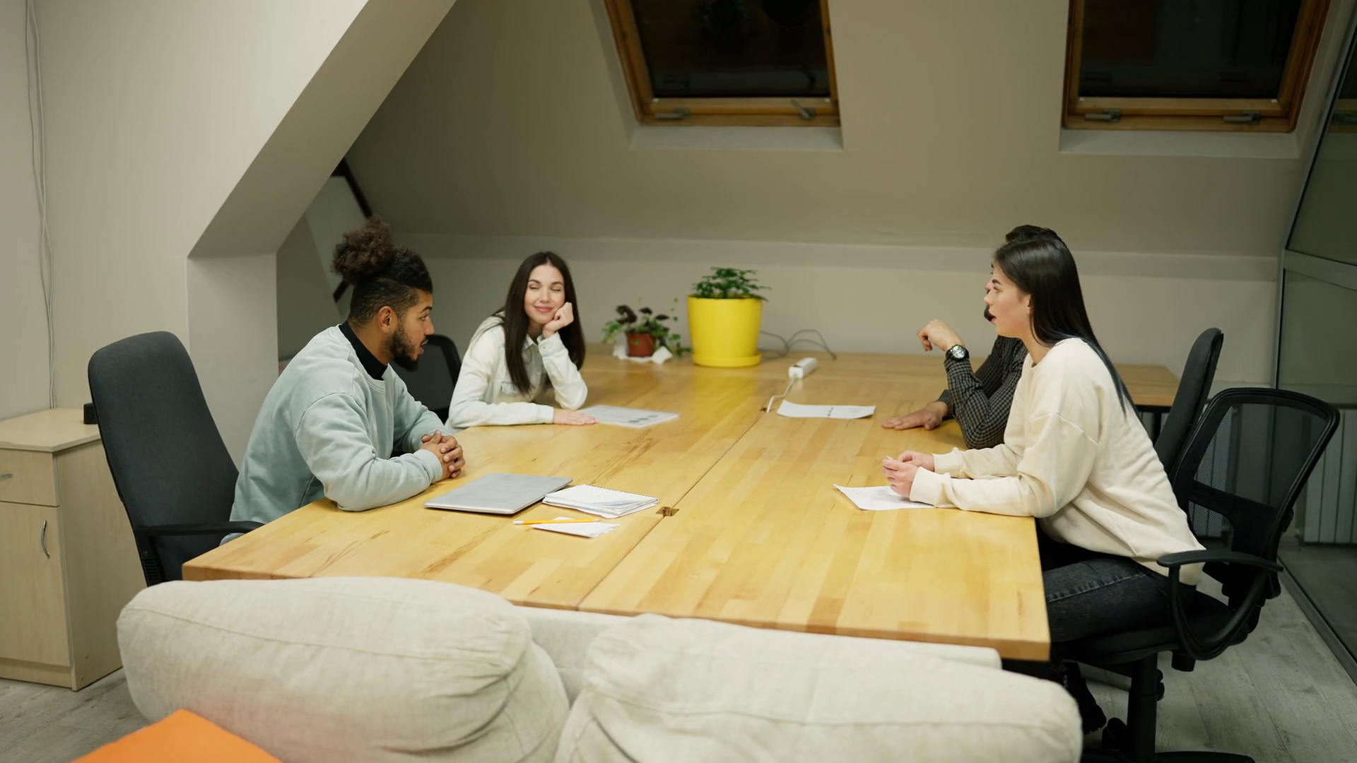 Team Of Entrepreneurs Sitting At Conference Stock Footage SBV-347401541 ...