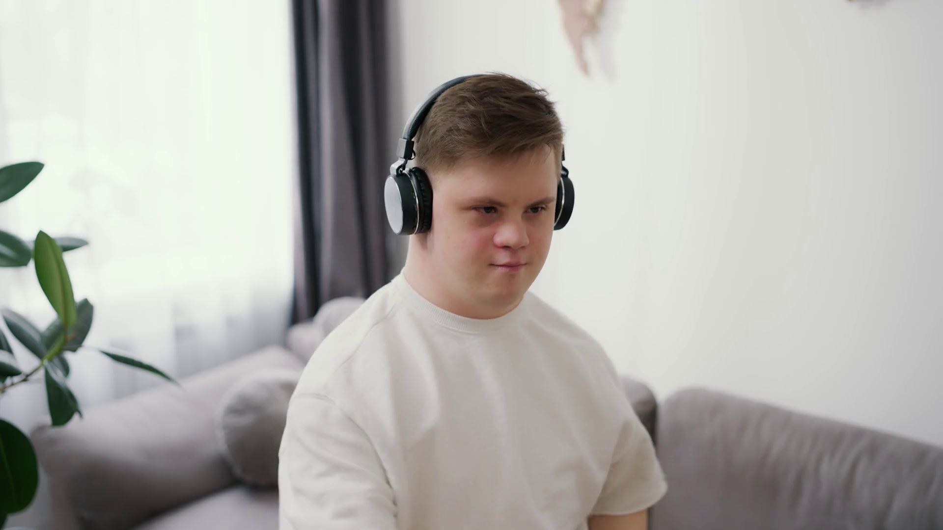 Funny Guy With Down Syndrome Dancing At Home Stock Footage SBV ...