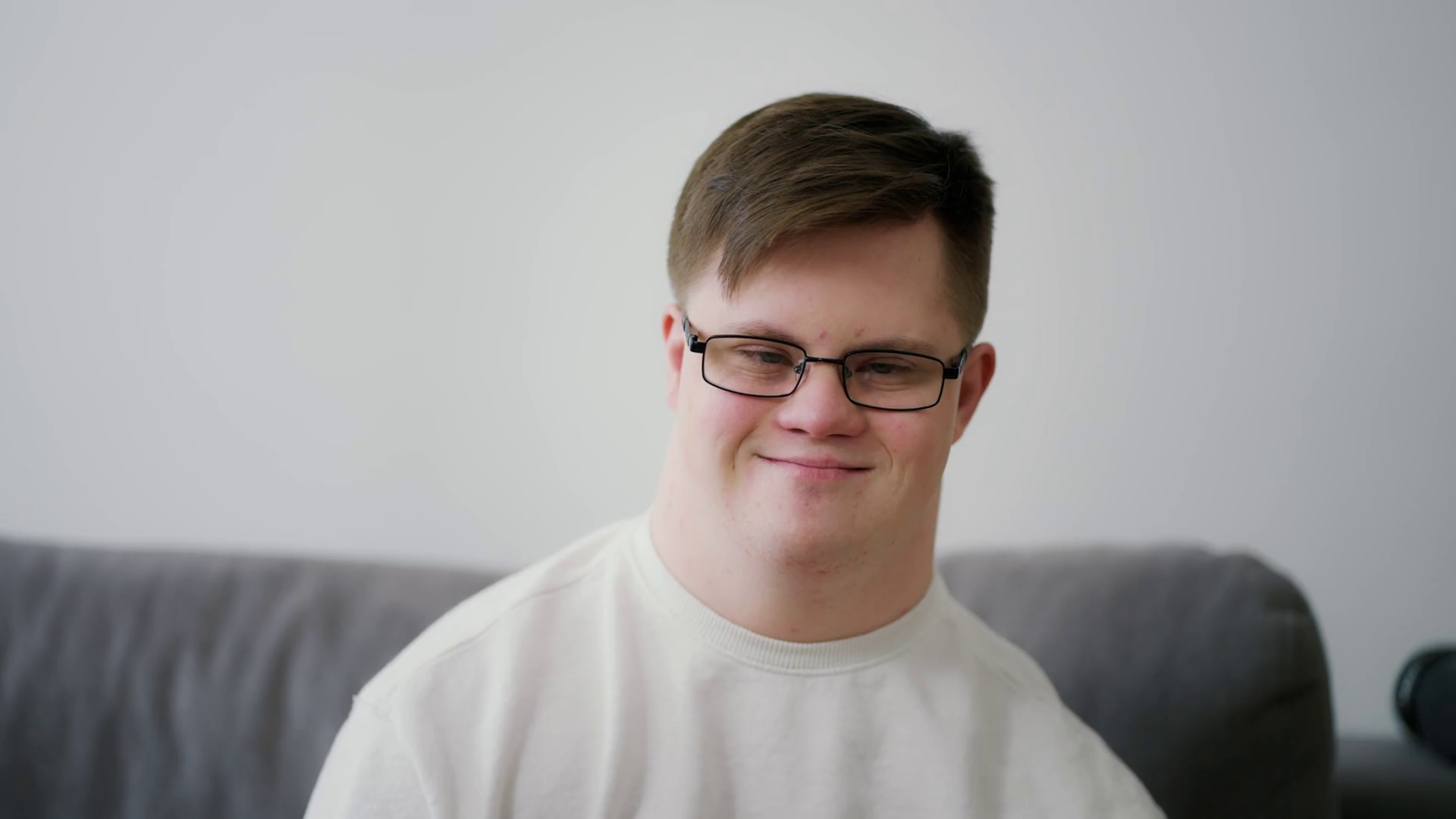 Kind Young Man With Down Syndrome Sitting On Stock Footage SBV ...