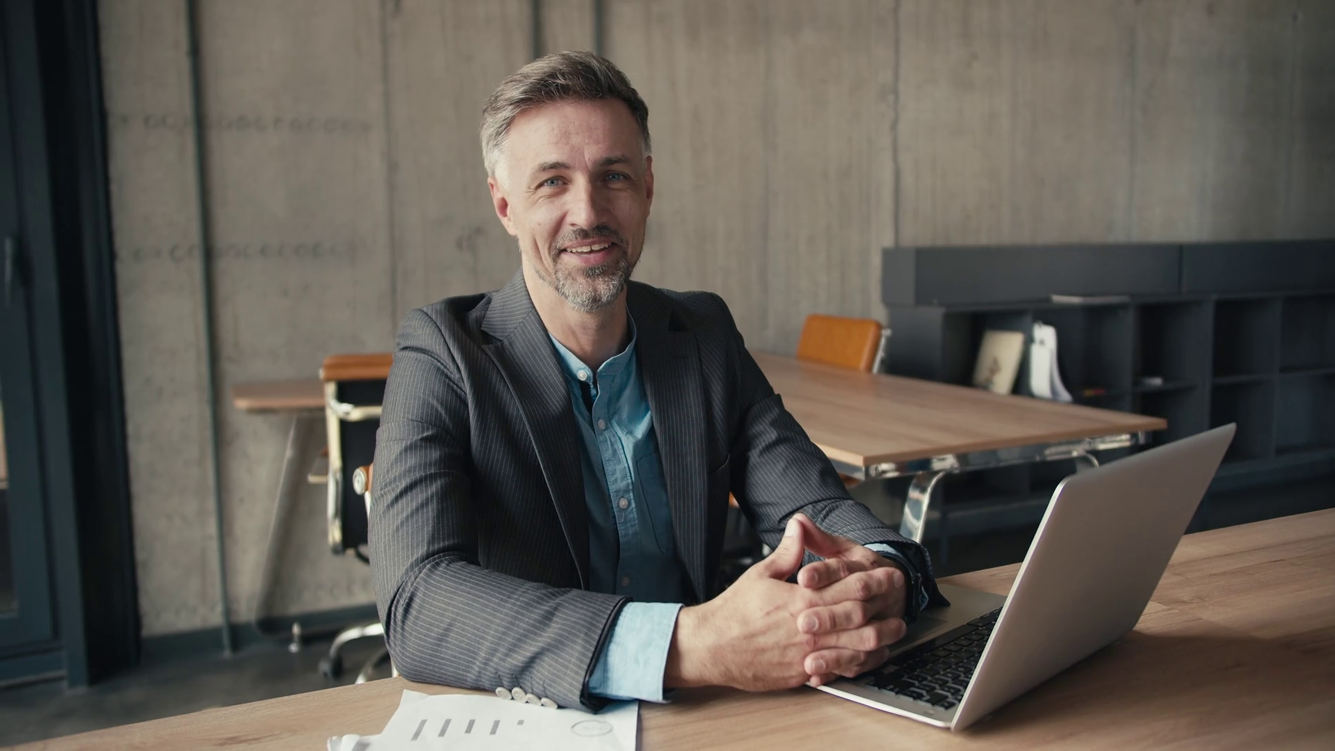Middle-aged Silver-haired Man Posing In Stock Footage SBV-347731474 ...