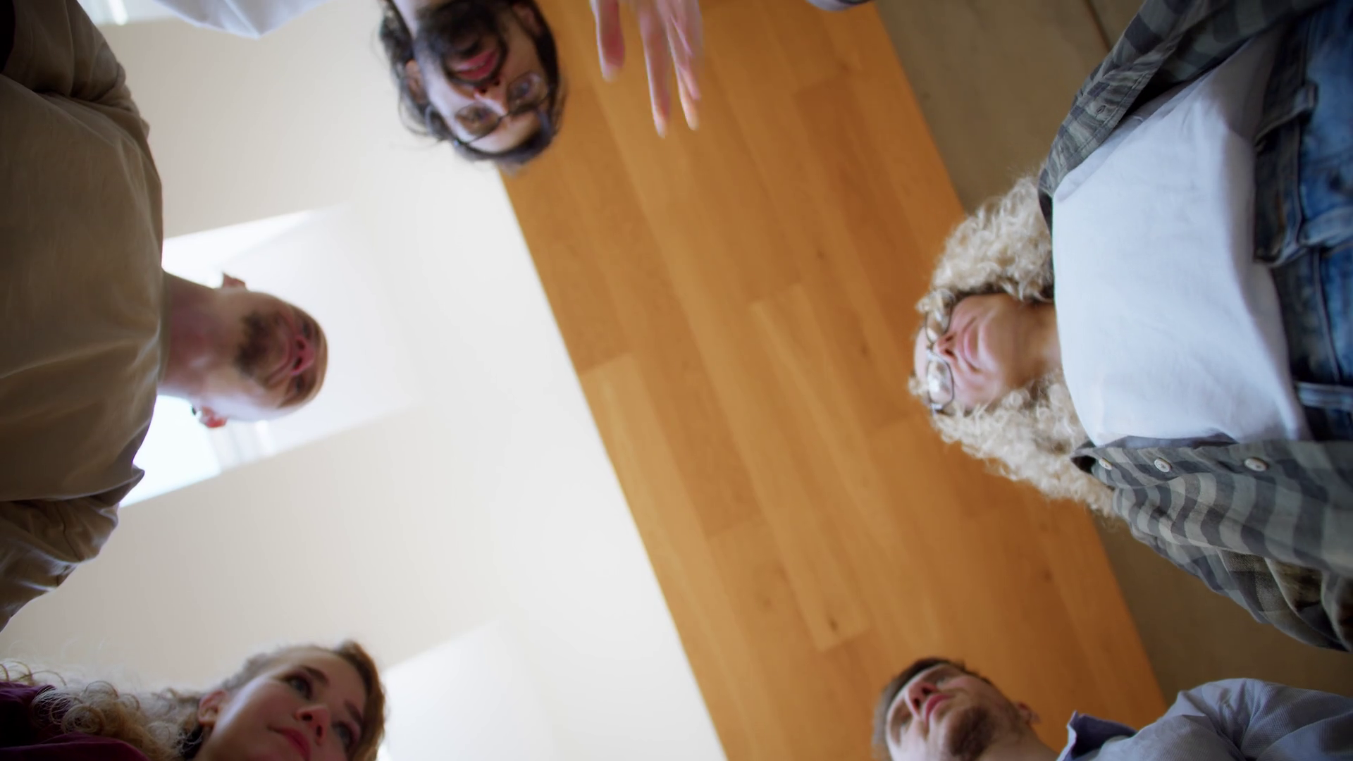 A Group Of People Stand In Circle Put Hands Stock Footage SBV-347753590 ...