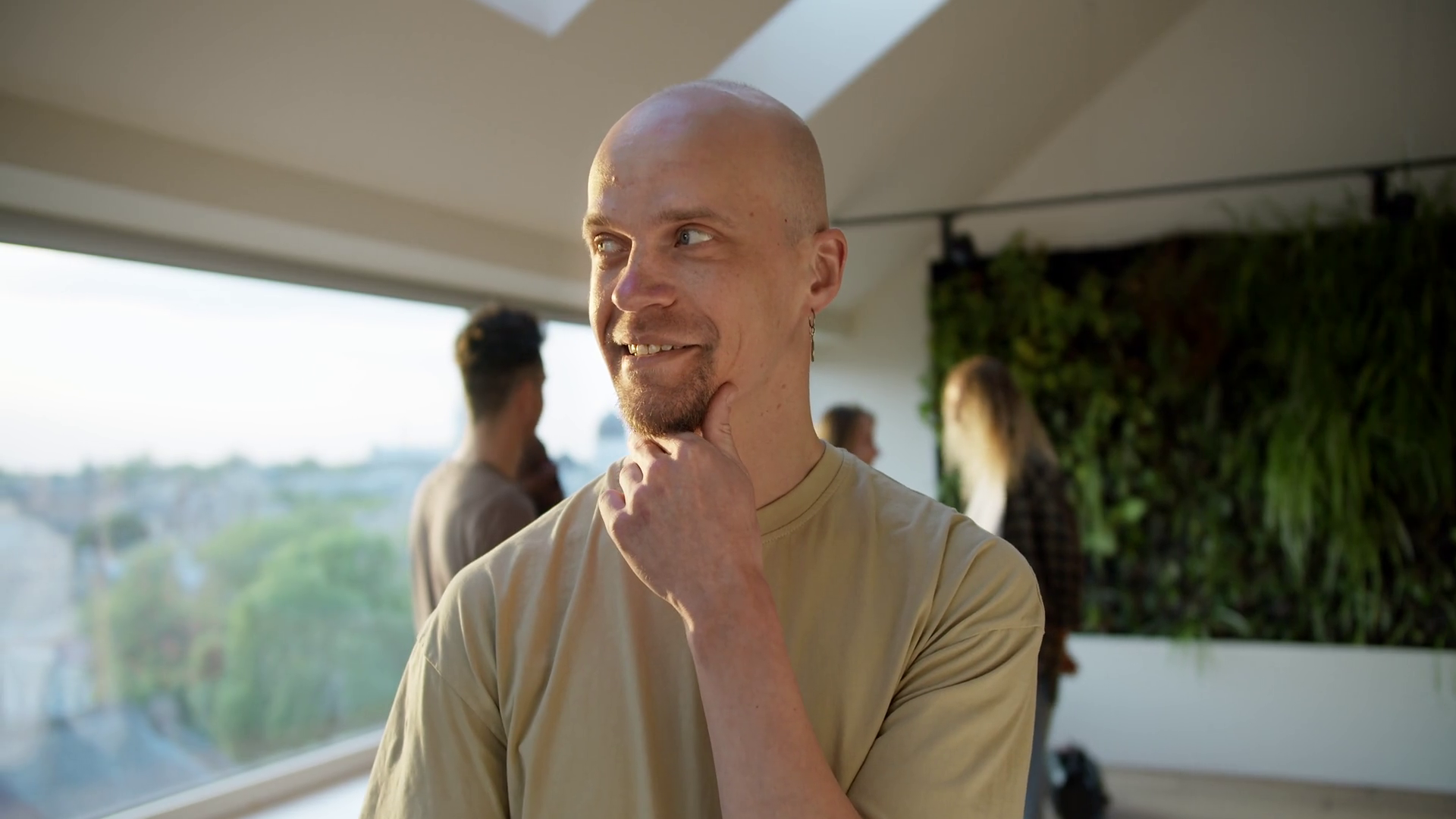 Portrait Of Hairless Man Posing Against Stock Footage SBV-347753681 ...