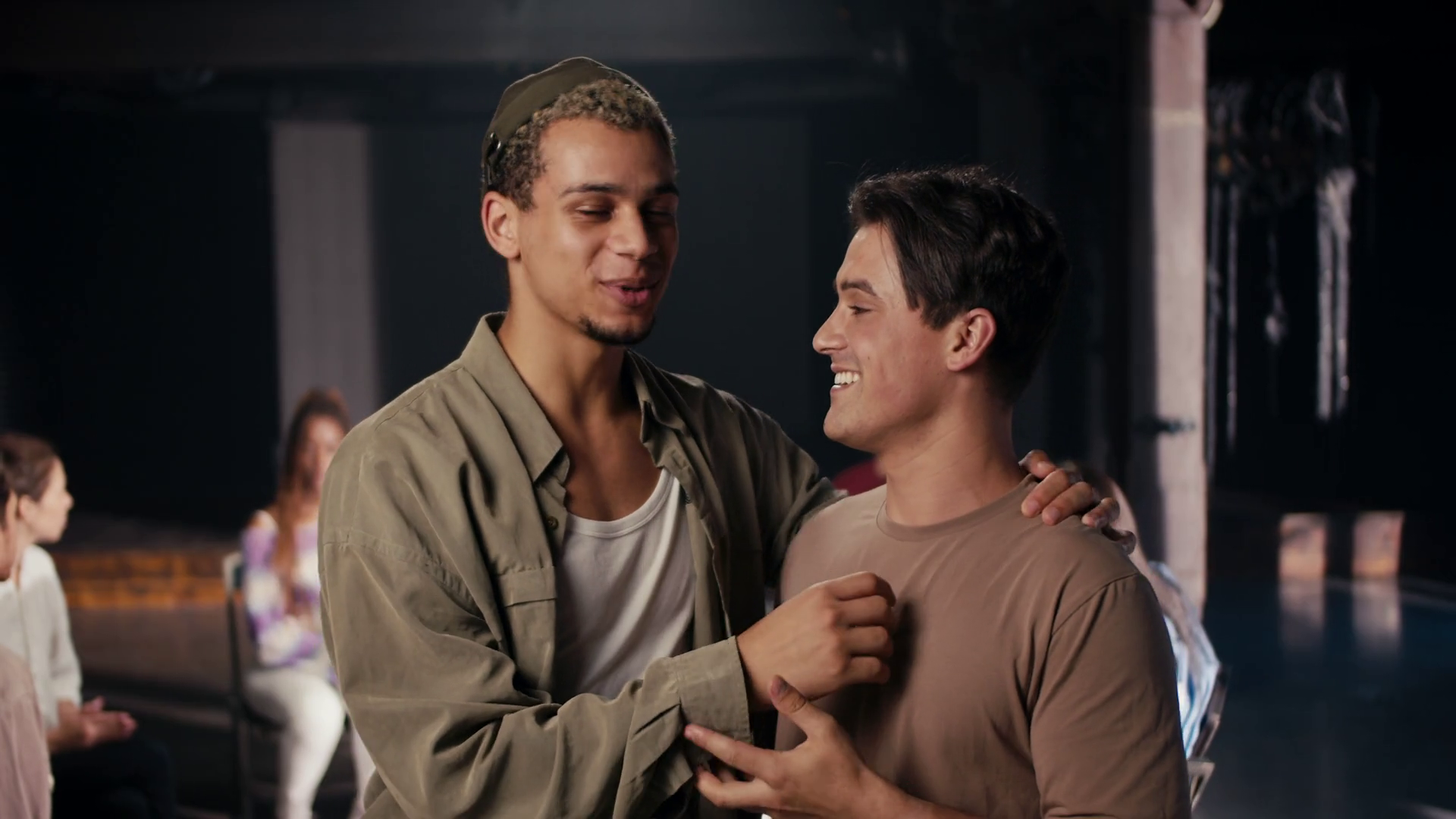 A Couple Of Guys Communicate Hug On Stock Footage SBV-347757907 ...