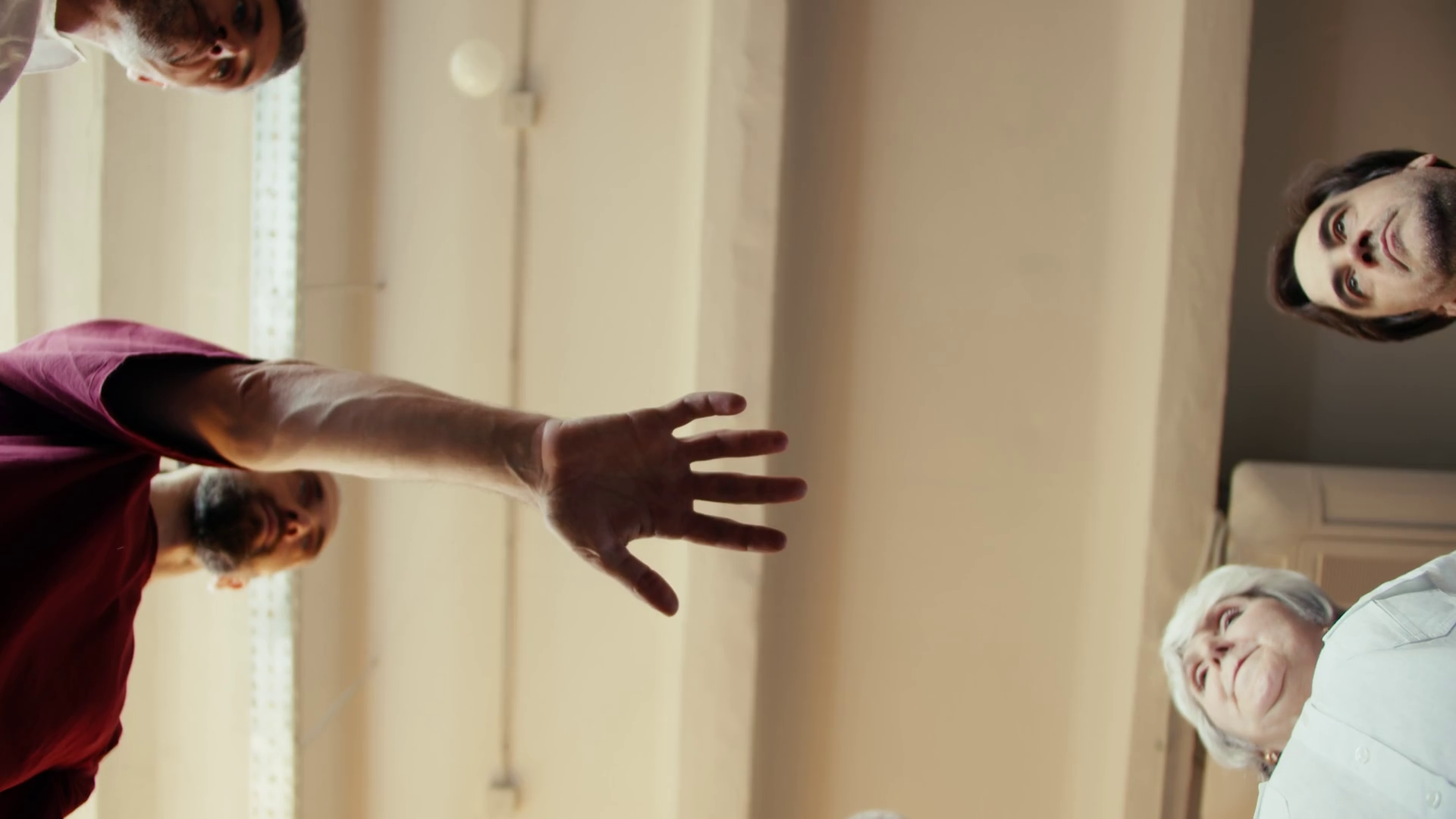 Group Therapy People Put Hands Together Then Stock Footage SBV ...