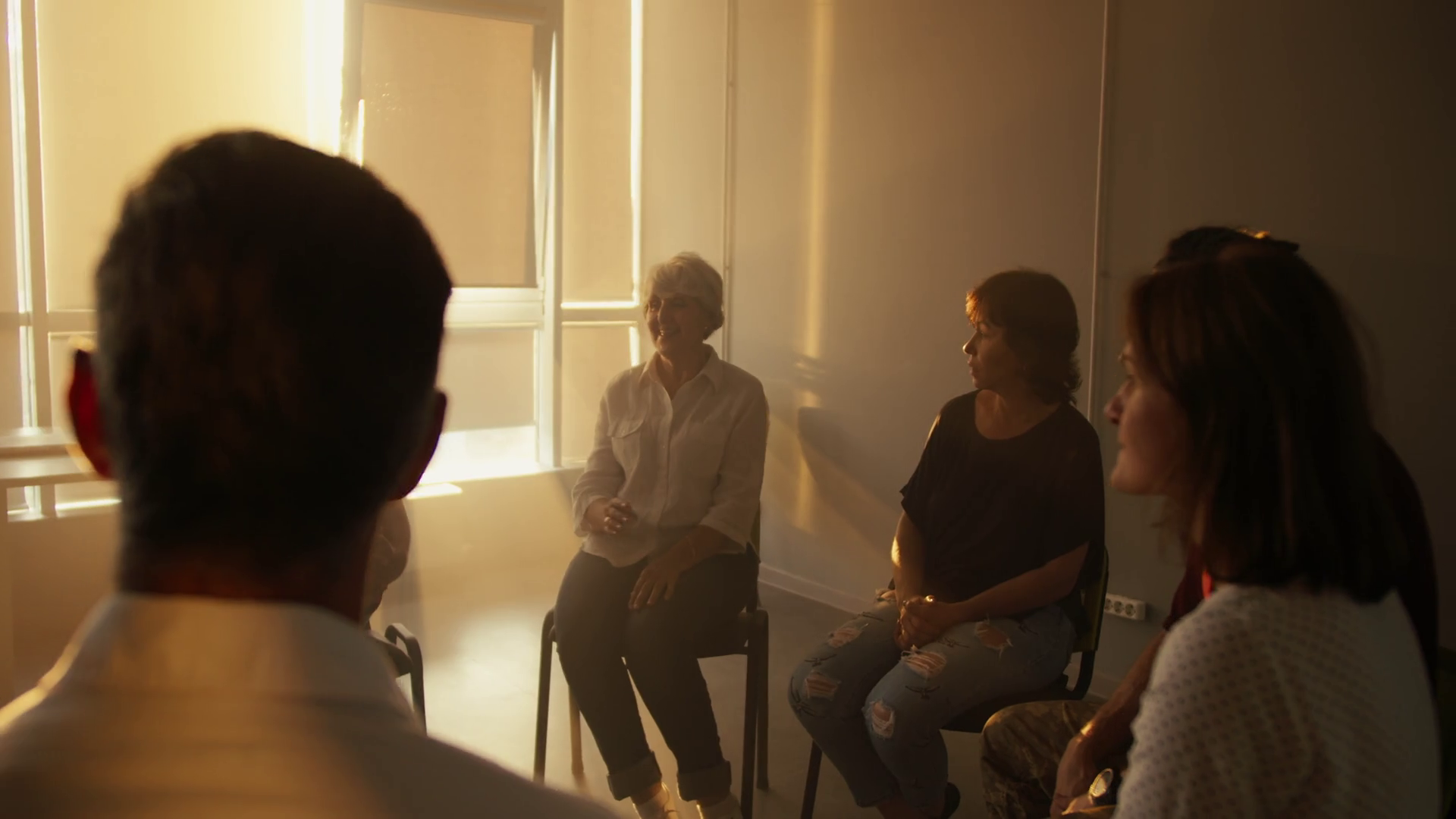 Sunlit Group Therapy Session Adults Stock Footage SBV-347758241 ...