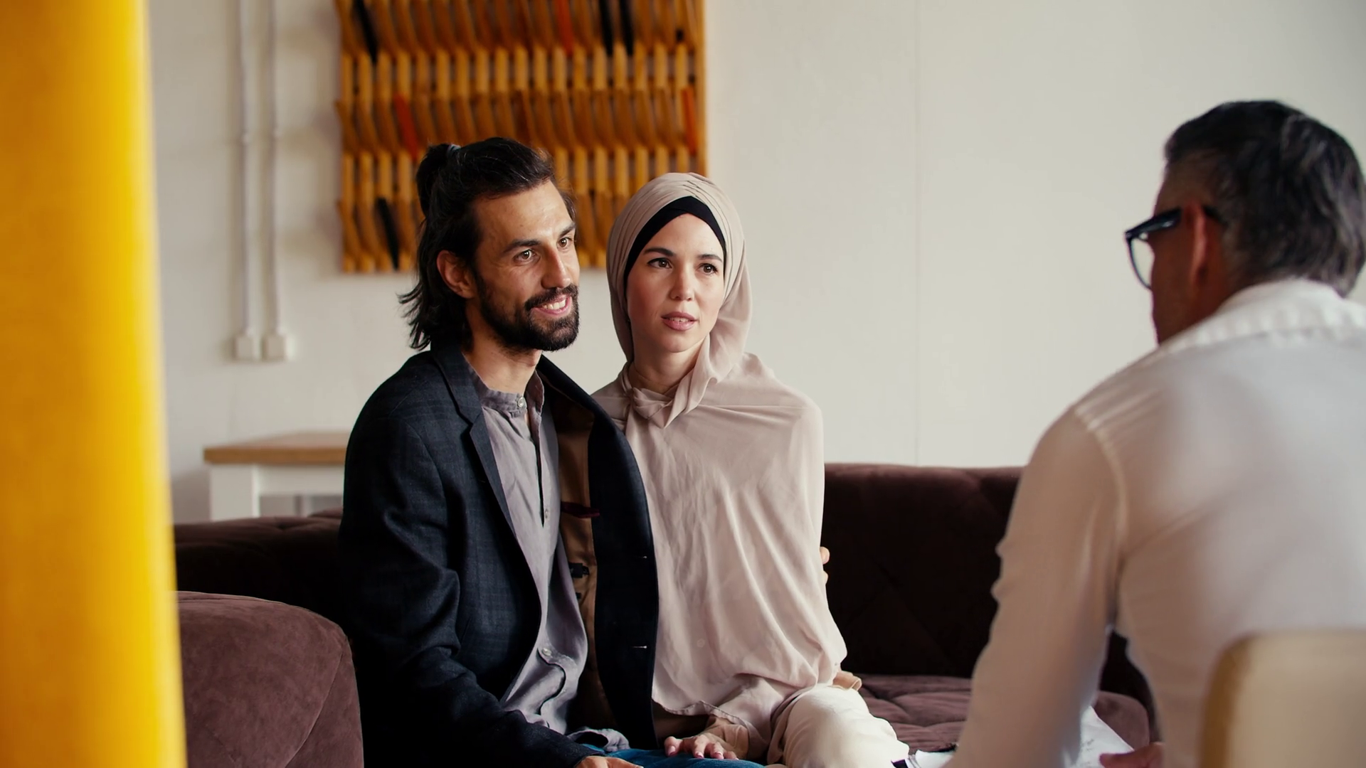Happy Muslim Couple Communicate With Family Stock Footage SBV-347759188 ...
