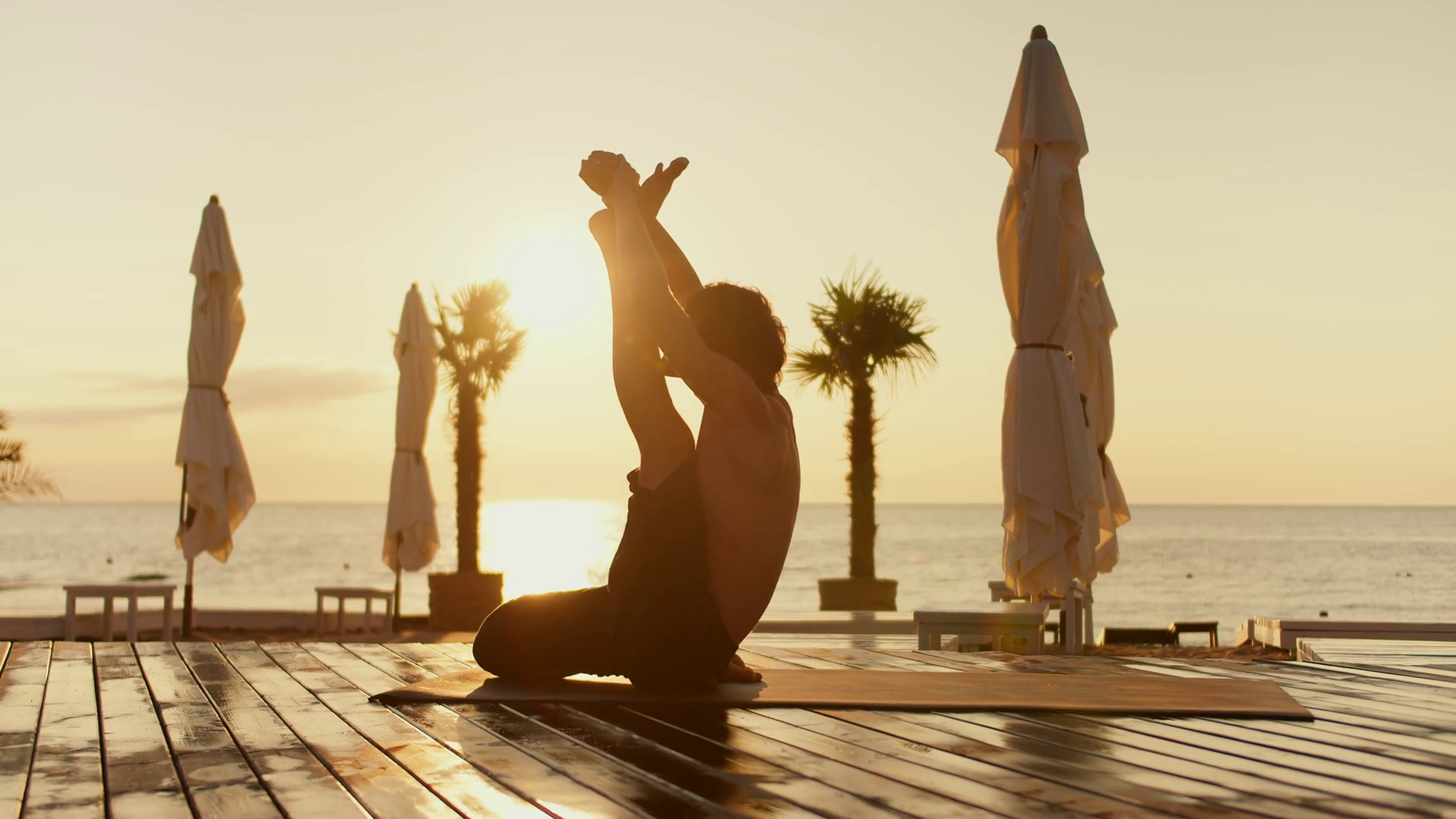 The Guy Stretched Leg Up Does Stretch During Stock Footage SBV ...