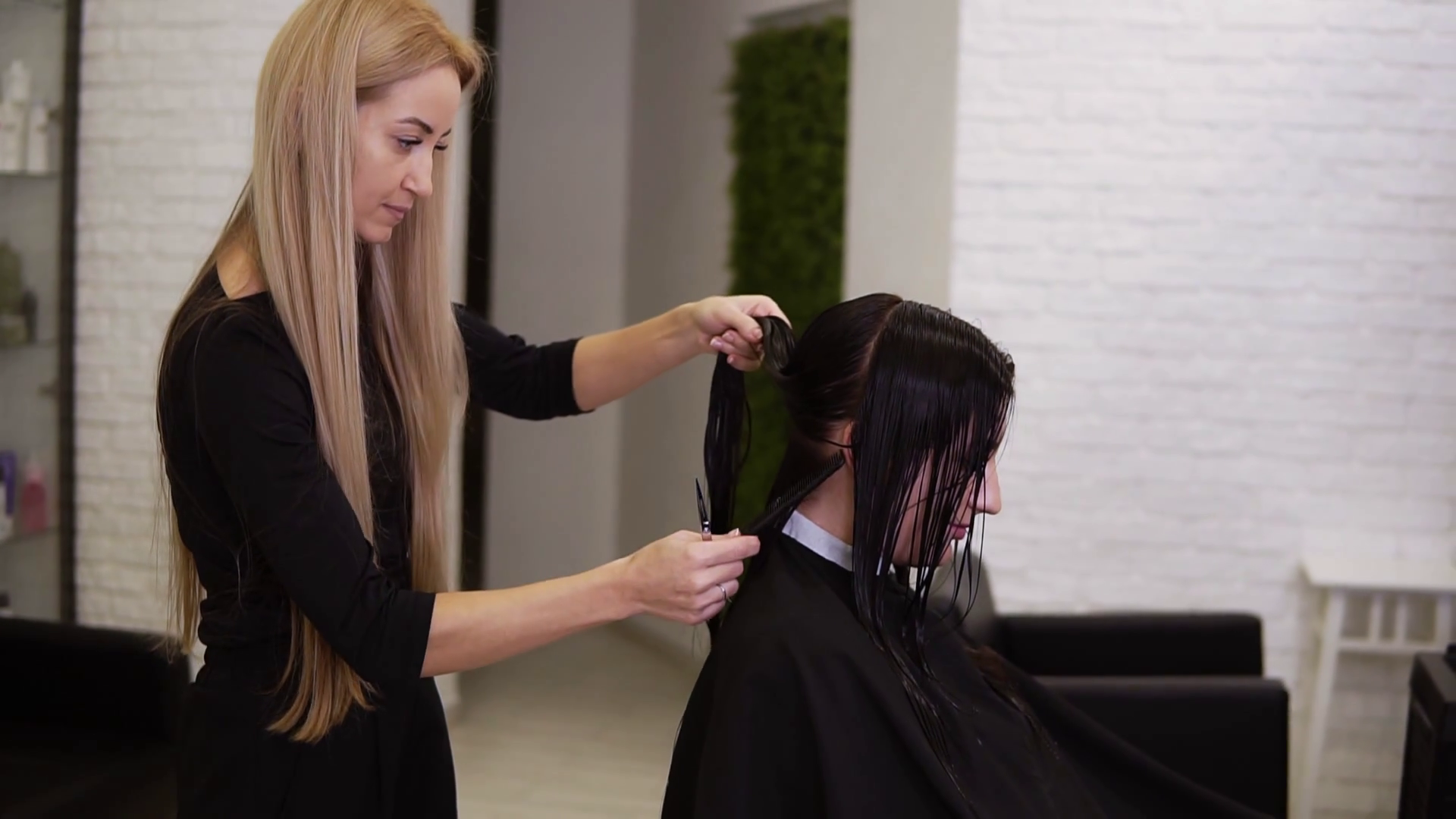 Blonde Hairdresser Holding Scissors Comb Stock Footage SBV-346414974 ...