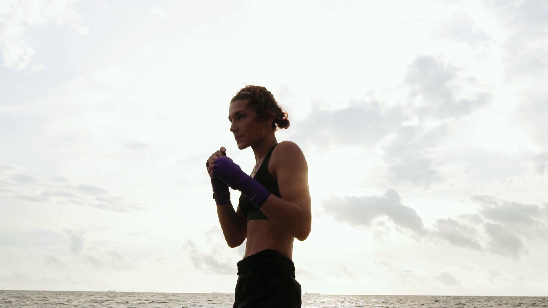 Tough Pretty Woman Shadow Boxing Beautiful Stock Footage SBV-346445123 ...