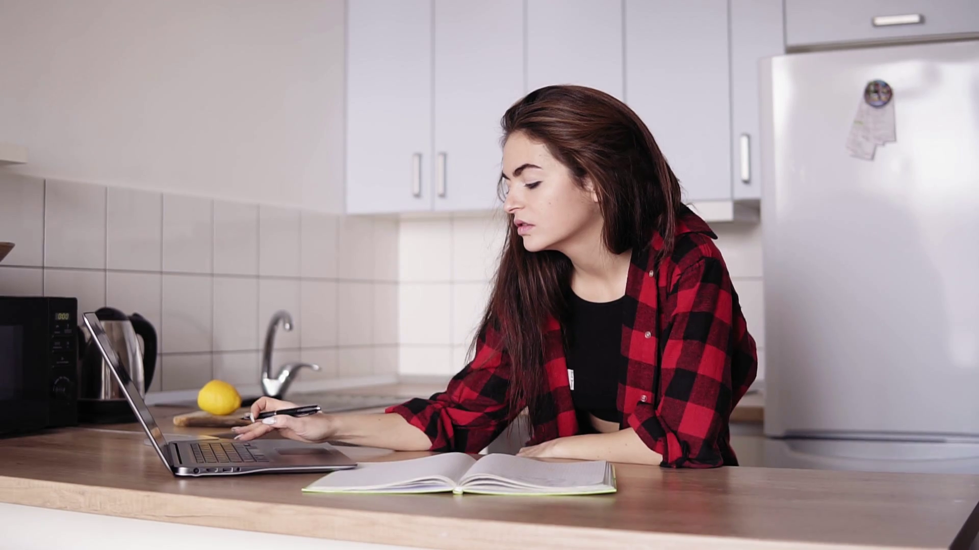 Young Attractive Girl Typing On Laptop Feels Stock Footage SBV ...