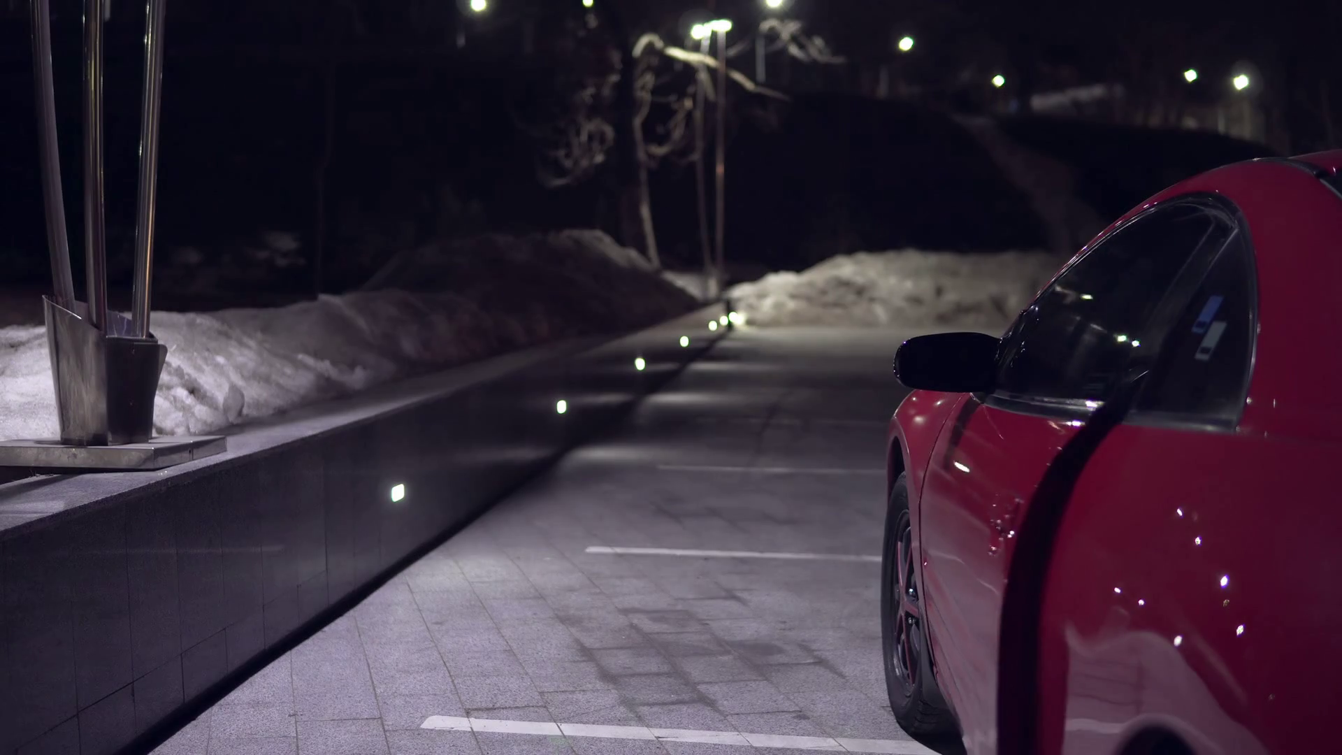 Young Man Gets Out Of Red Car At Night At Stock Footage SBV-346443411 ...