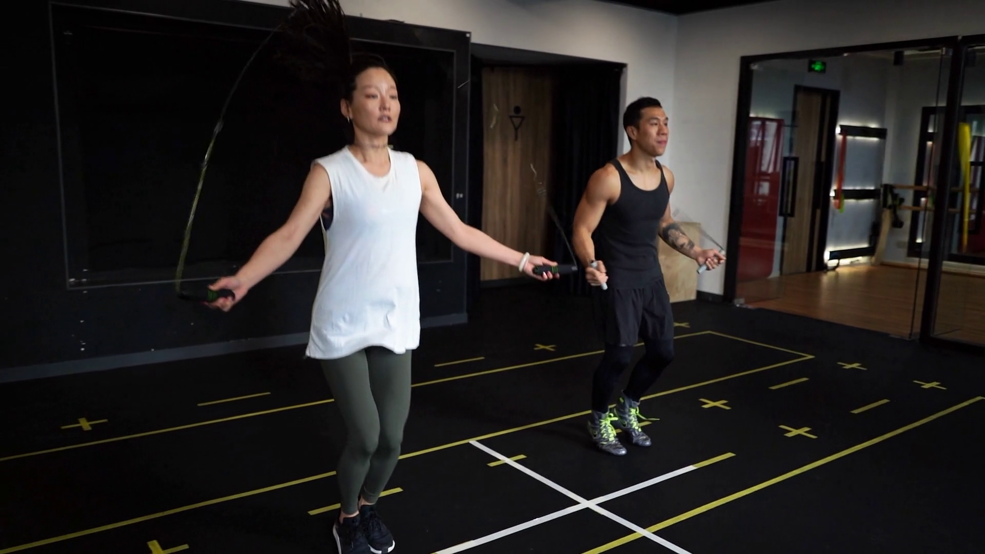 Aerobic Fitness Workout With Chinese Trainer Stock Footage SBV ...