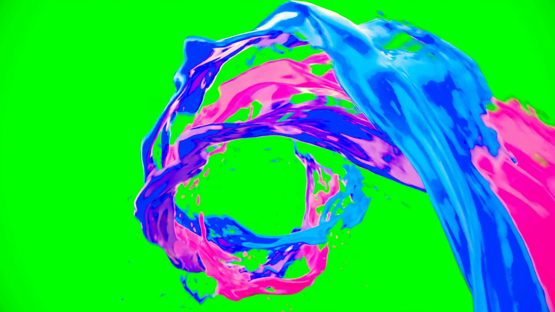Abstract bright colorful liquid vortex flow with splashes slow motion ...