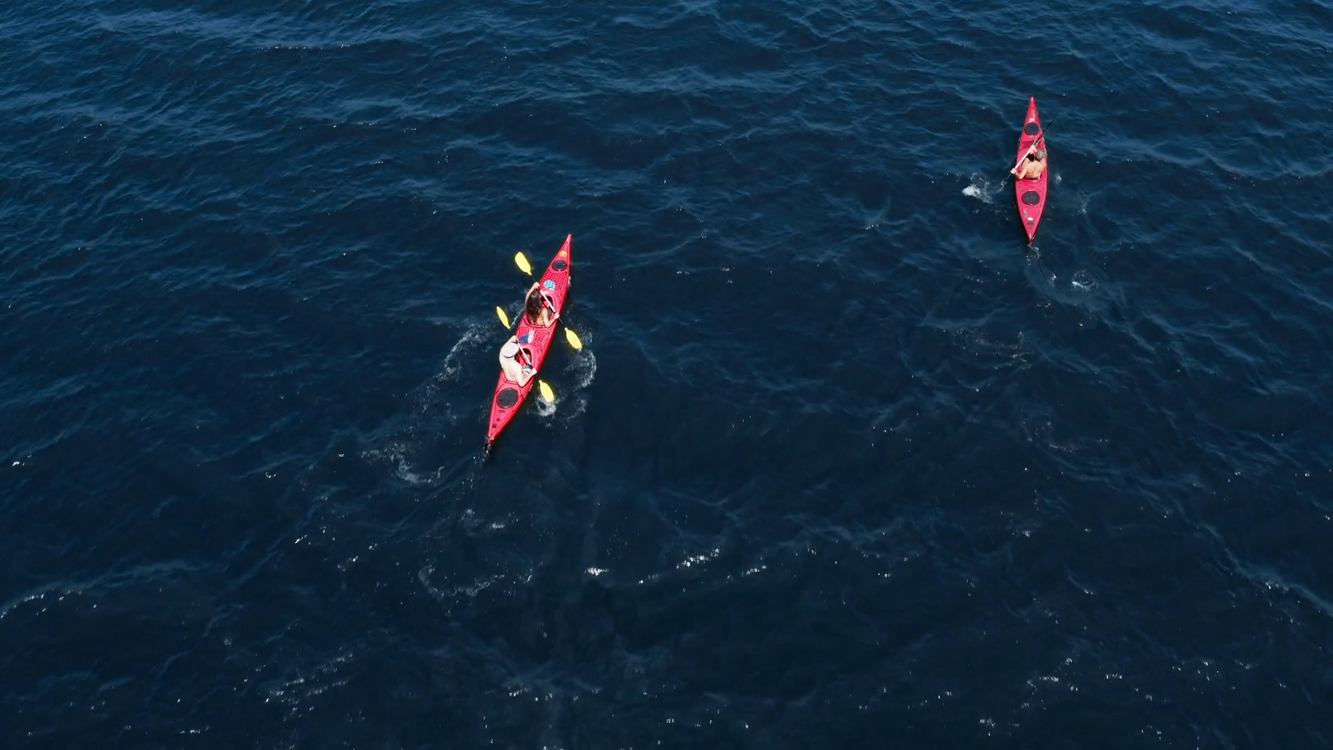 People Kayaking On Blue Lake Surface With Stock Footage SBV-347341189 ...