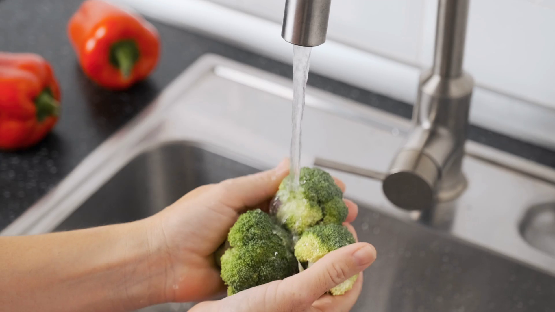 Woman Hands Washing Green Broccoli Over Stock Footage SBV-347320443 ...