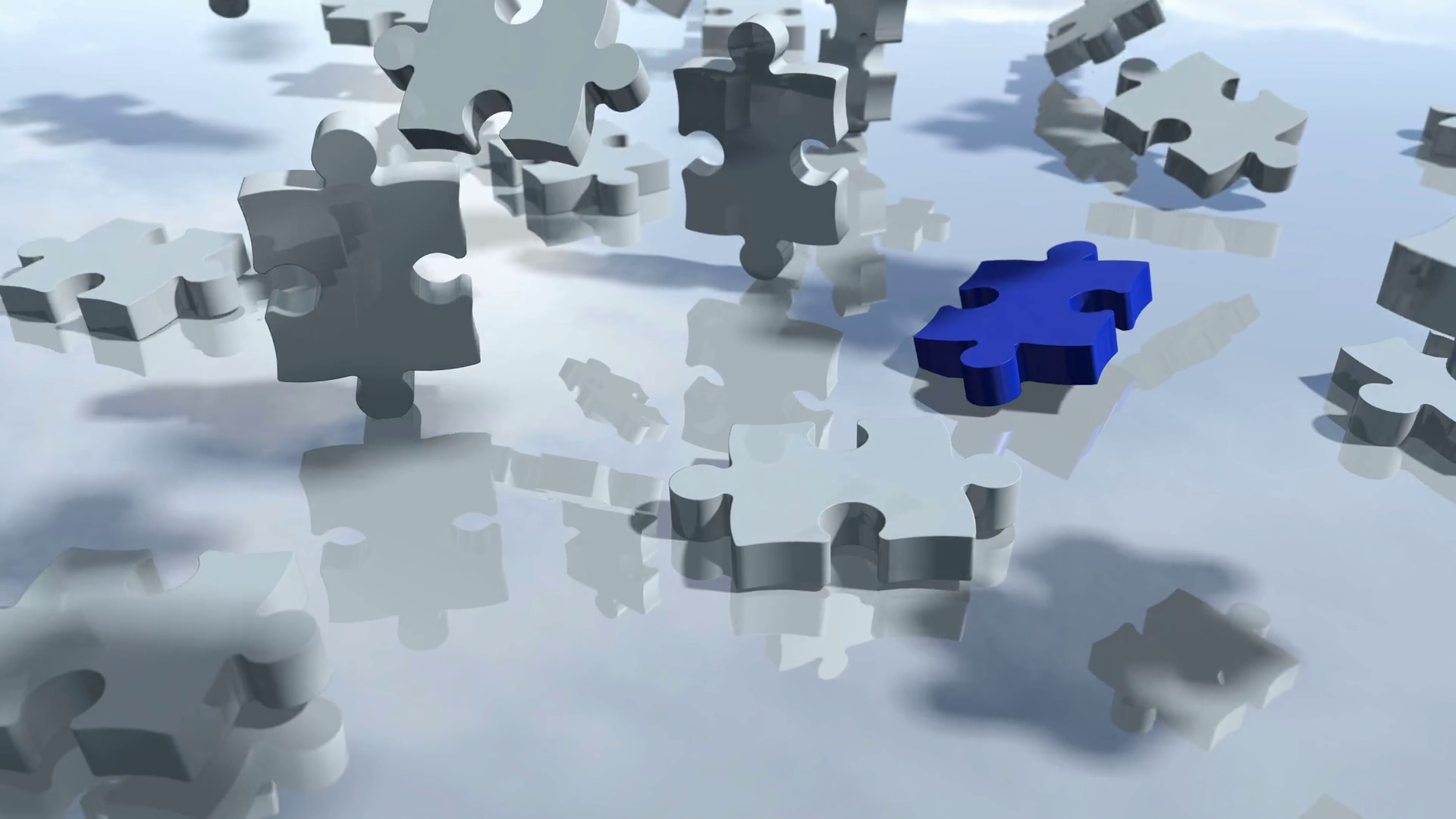 Animated puzzle pieces design in particles. 3D rendering 4K Motion ...
