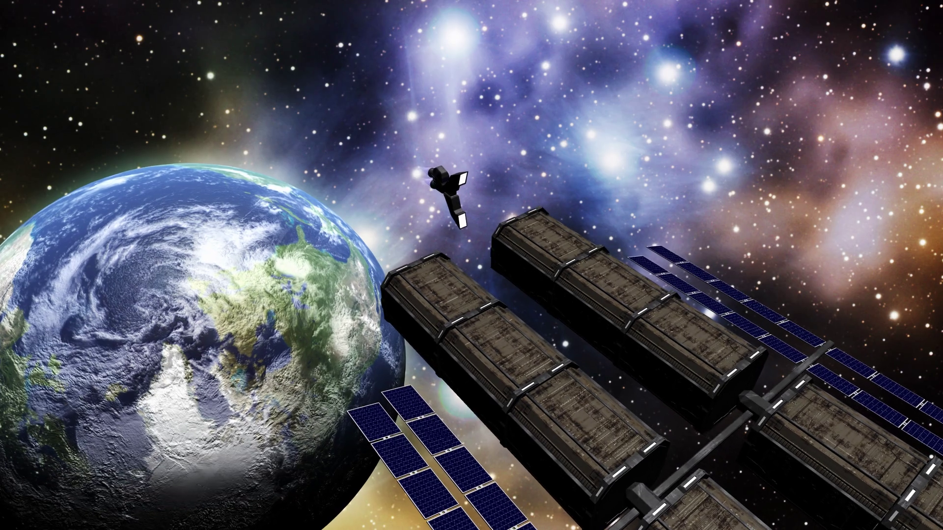 Animation of a space station in outer space Motion Background 00:12 SBV ...
