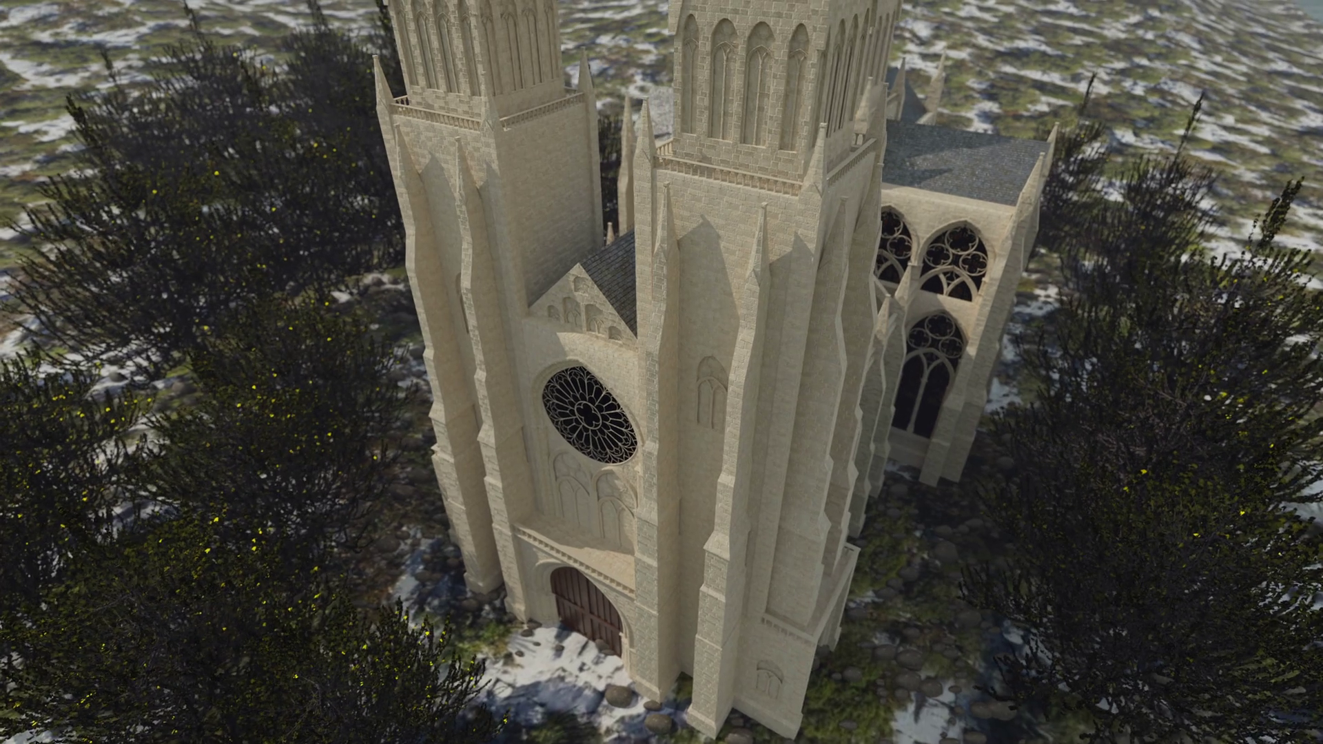 3D animation of a gothic cathedral with camera rotating around Motion ...
