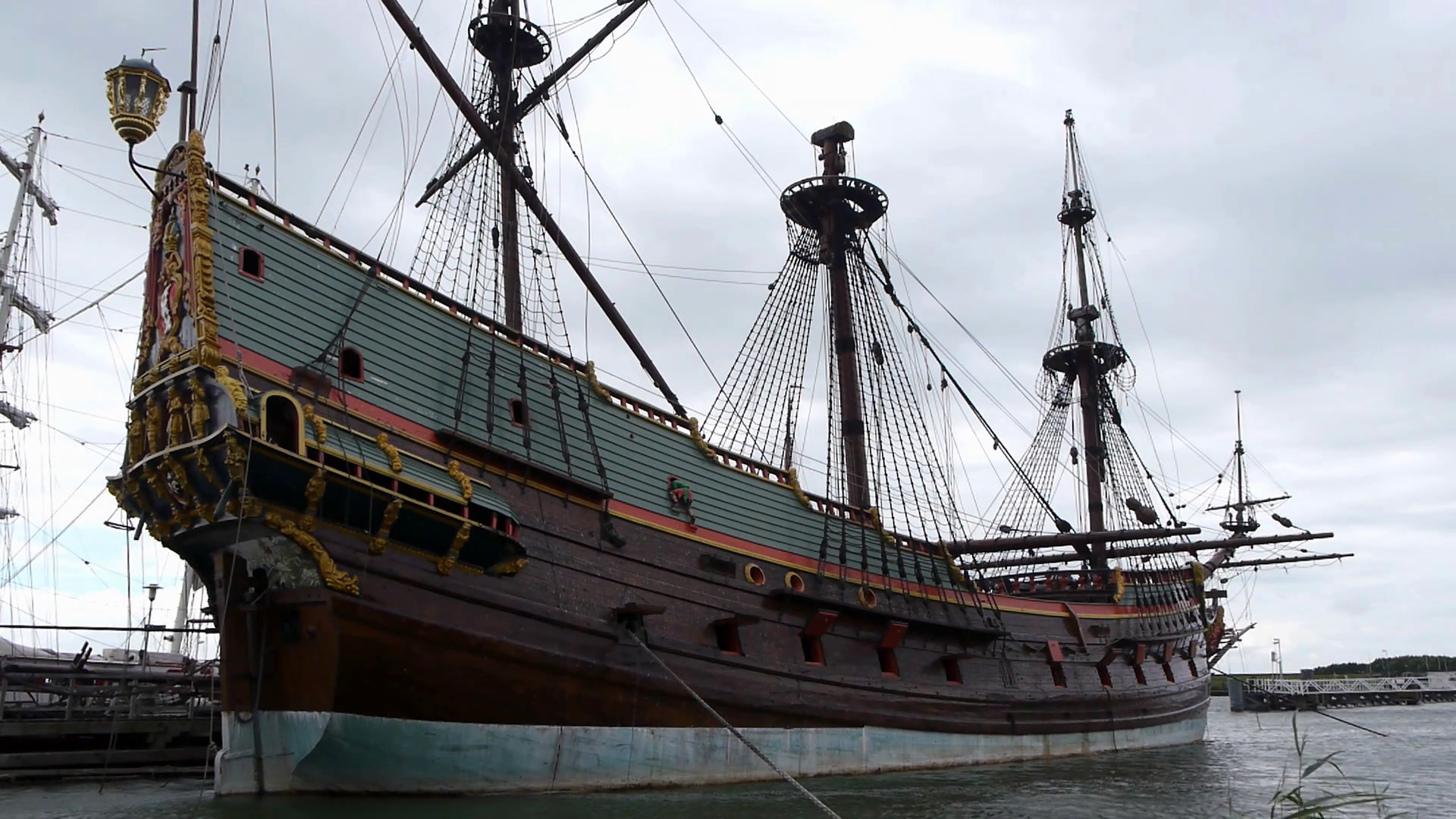 Dutch Historic Ship In Harbor Side View Stock Footage SBV-314248567 ...