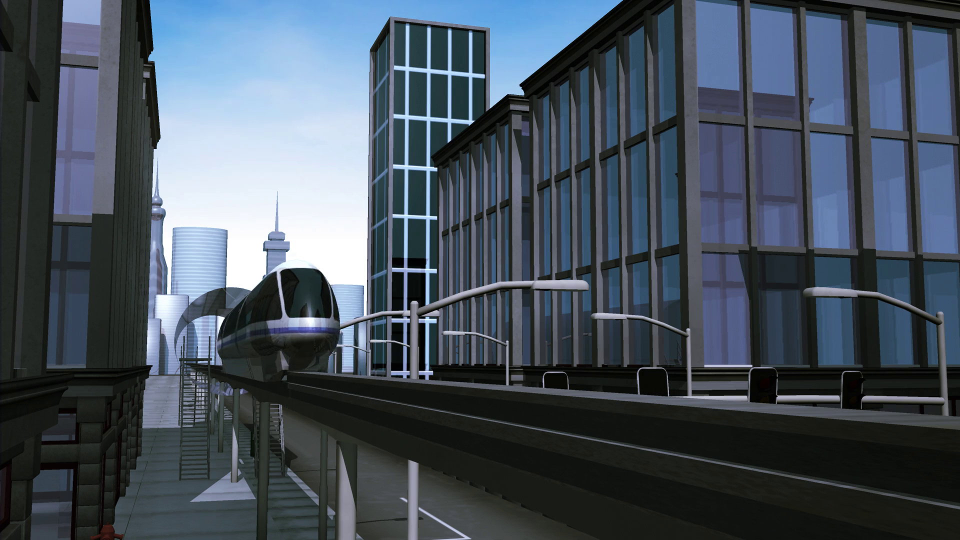Monorail in city animation Motion Background - Storyblocks