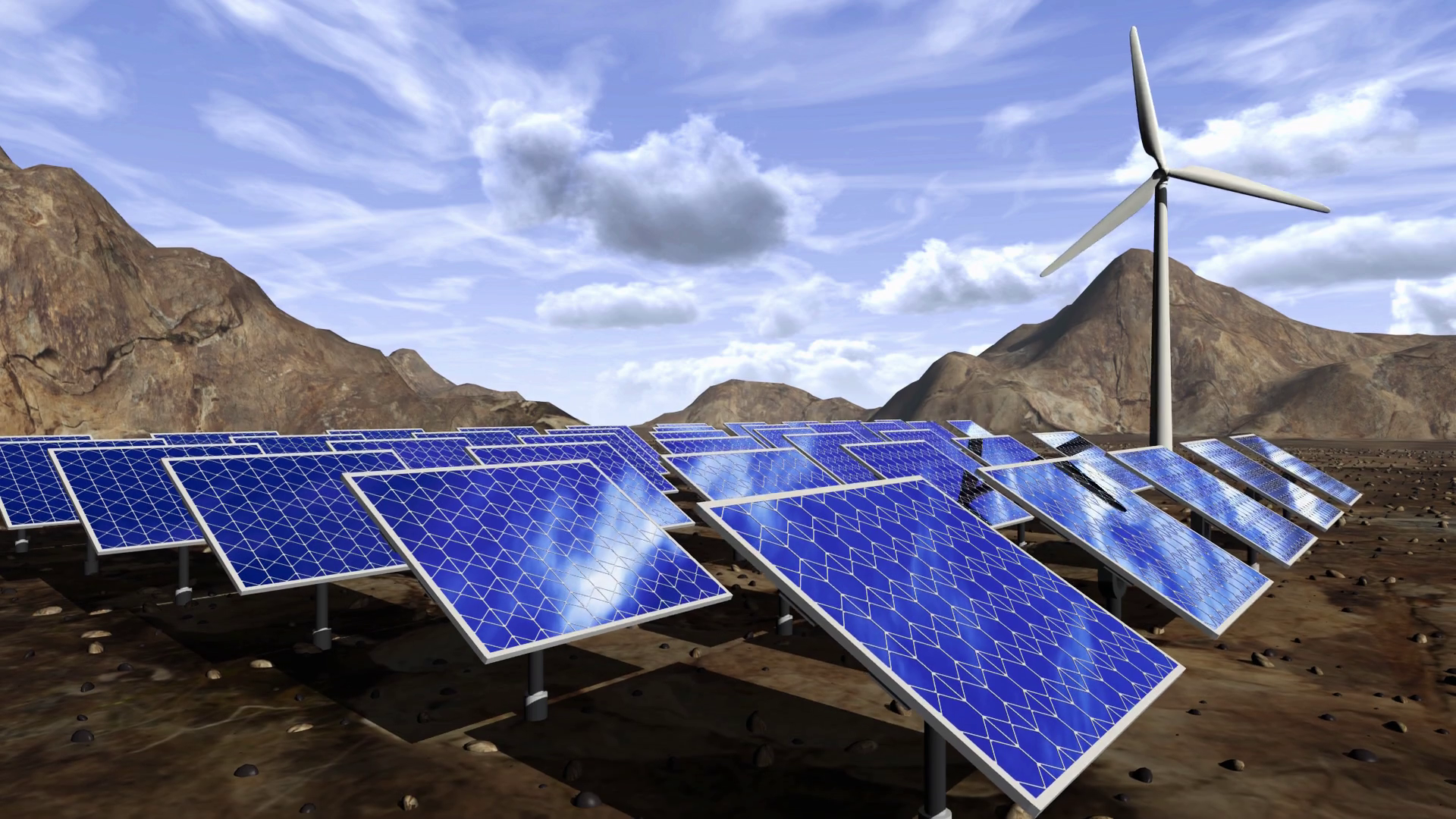Solar Panels Wind Turbine Stock Motion Graphics SBV-313150732 - Storyblocks