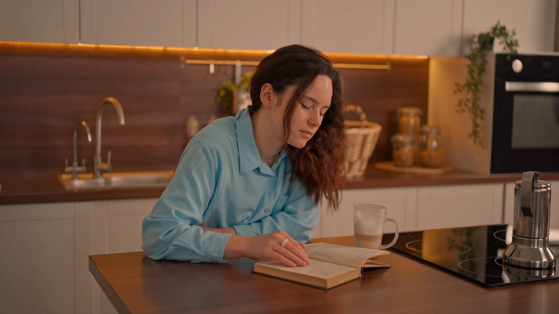Woman Sitting At Kitchen Table Drinking Stock Footage SBV-348485591 ...
