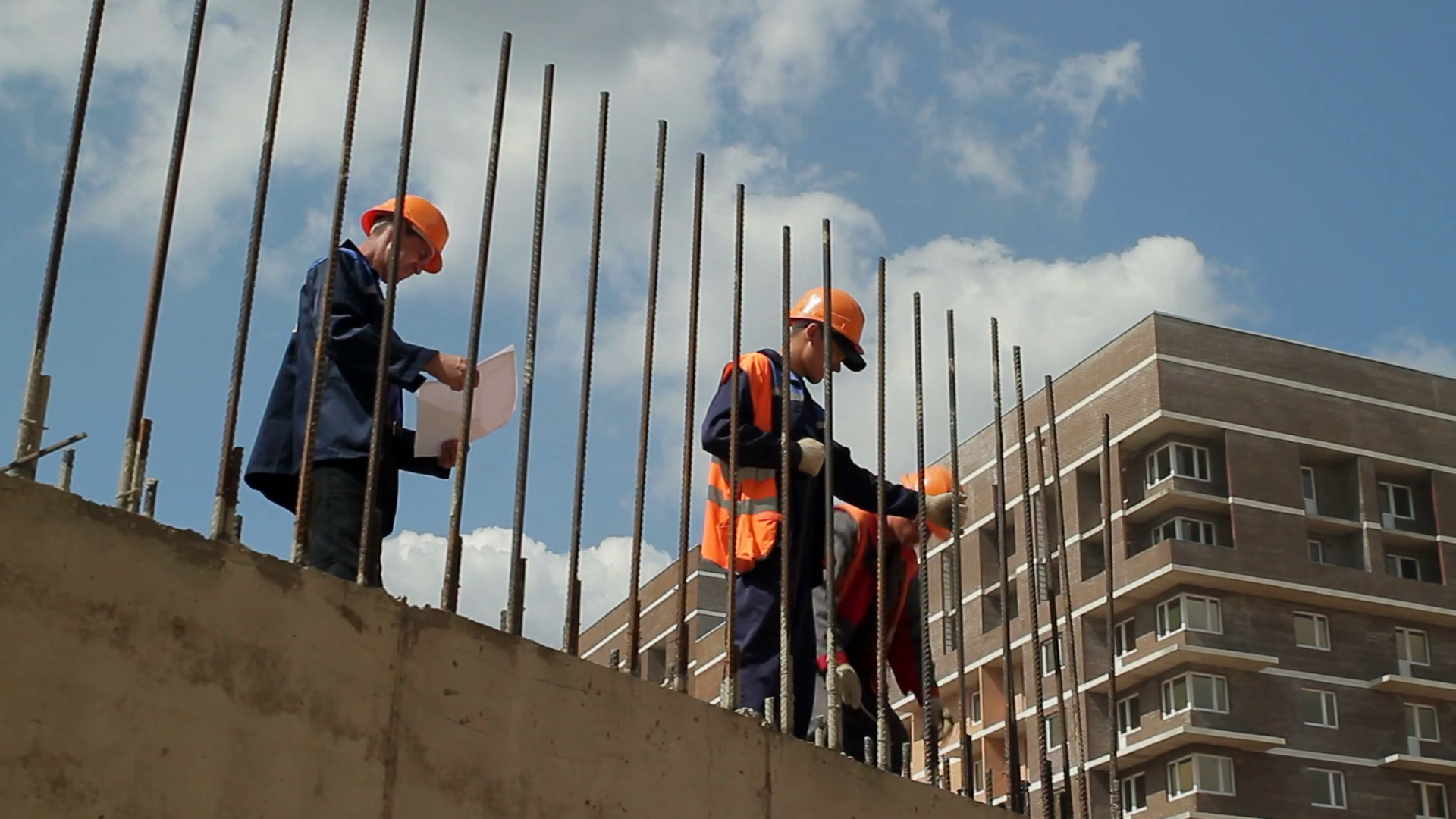 Construction Site Builders Knit Rebar On Stock Footage SBV-311066756 ...