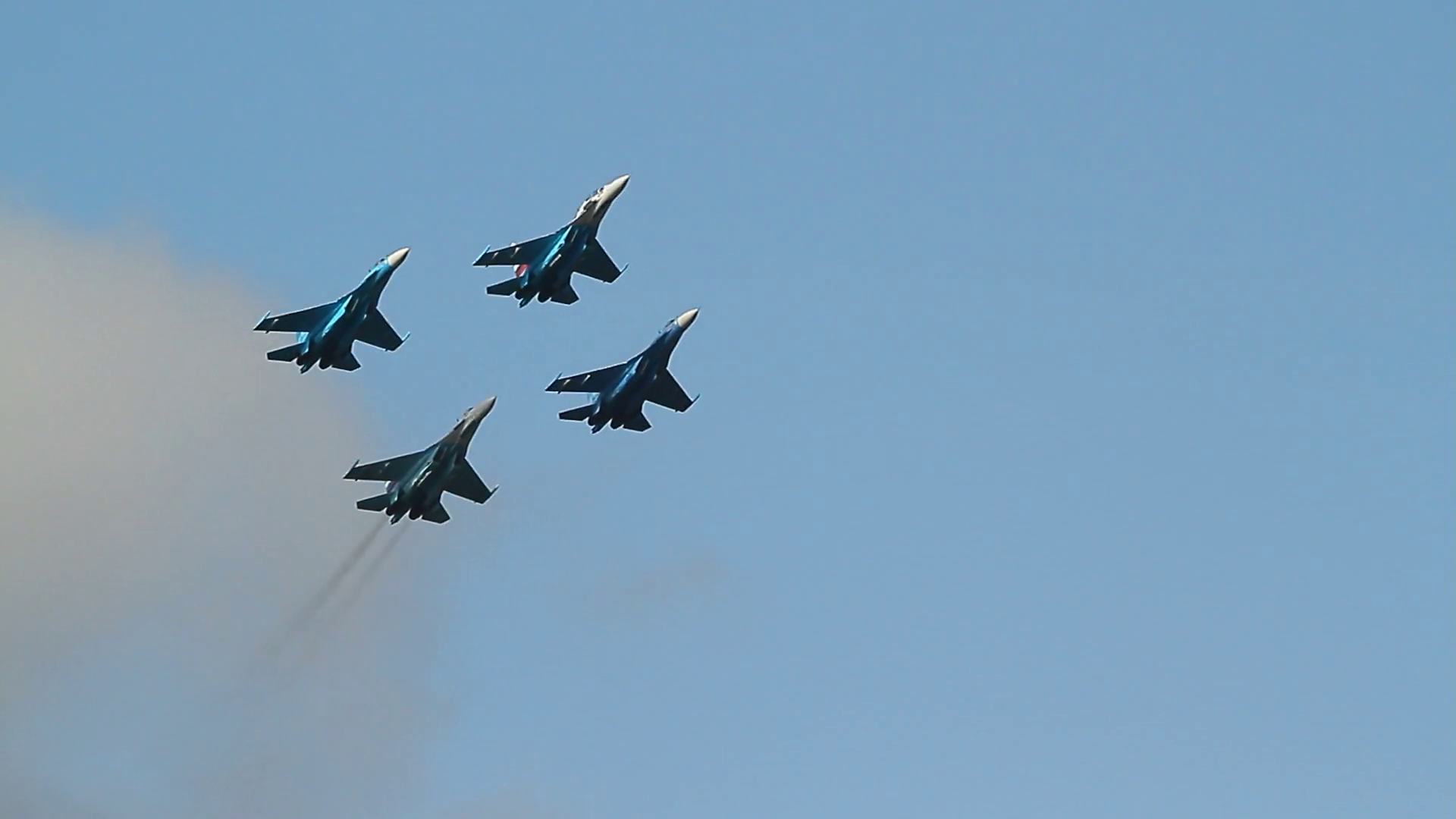 A Group Of Four Russian Fighters Rises Above Stock Footage SBV ...