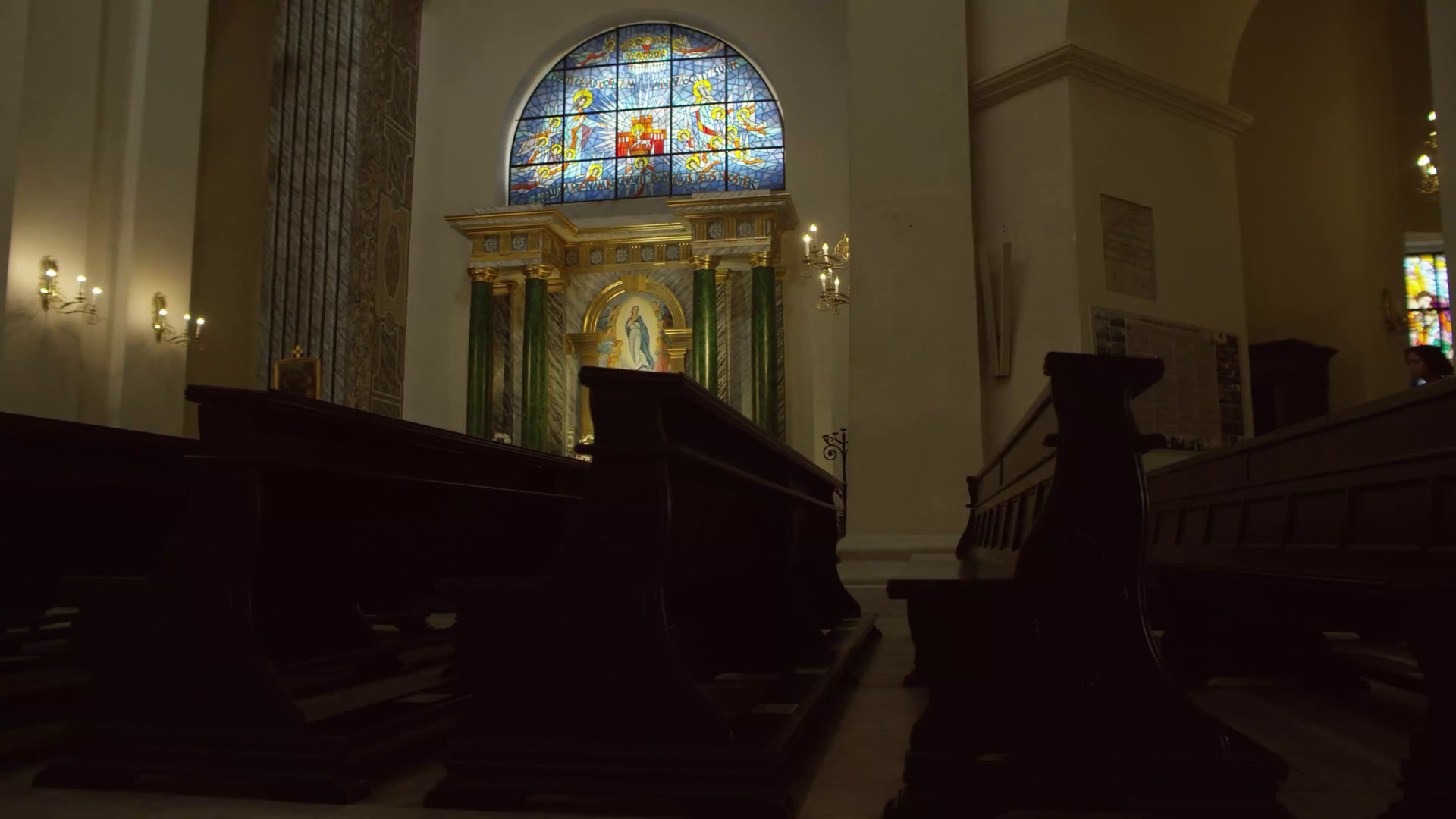 Women's Path Through Church Hallways: Stock Footage SBV-348514283 ...