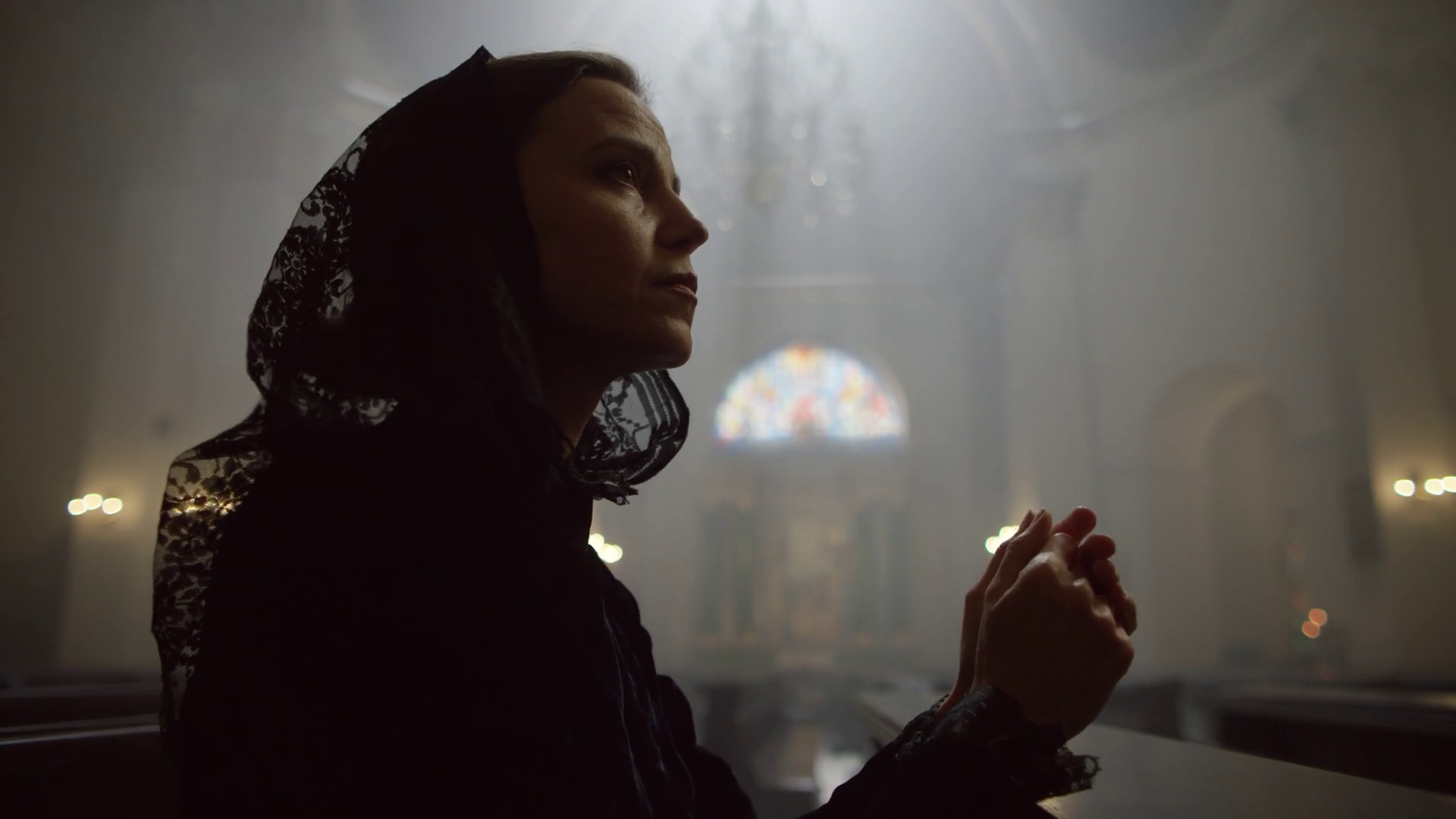 Woman Of Faith: Praying In Sacred Halls Of Stock Footage SBV-348514246 ...