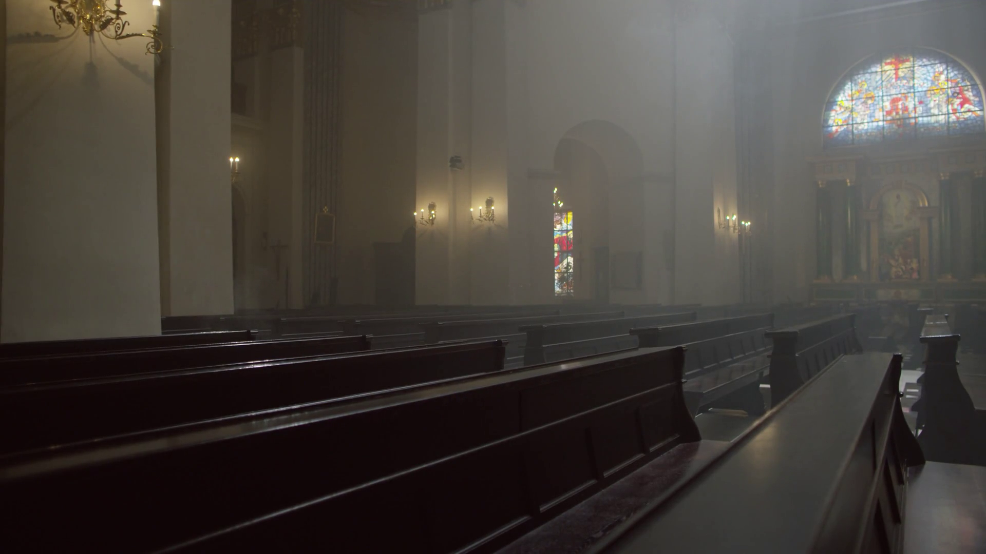 Priest Moves Through Church Swinging Smoking Stock Footage SBV ...