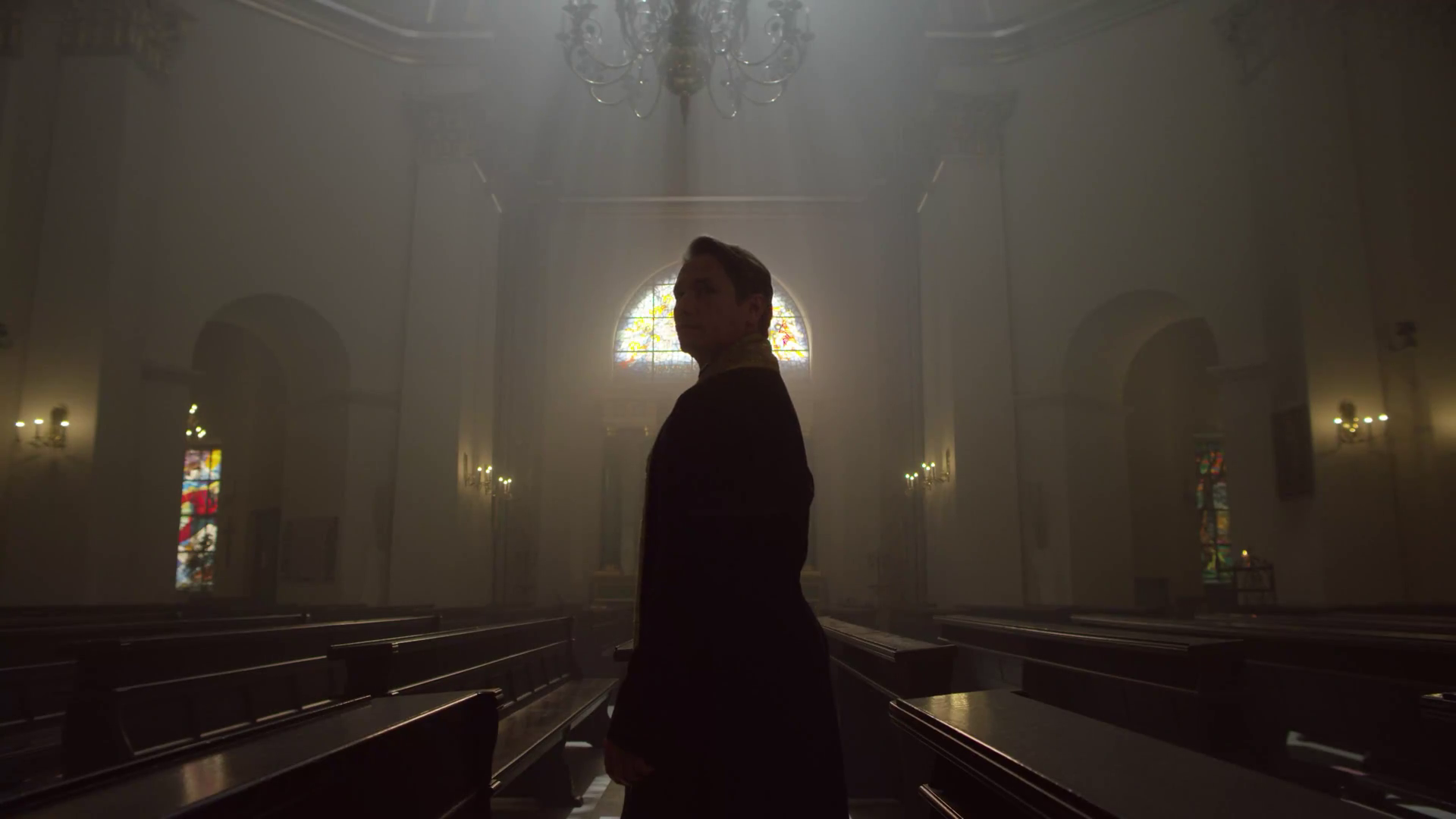 Priest Standing In Church Engaged In Solemn Stock Footage SBV-348723579 ...