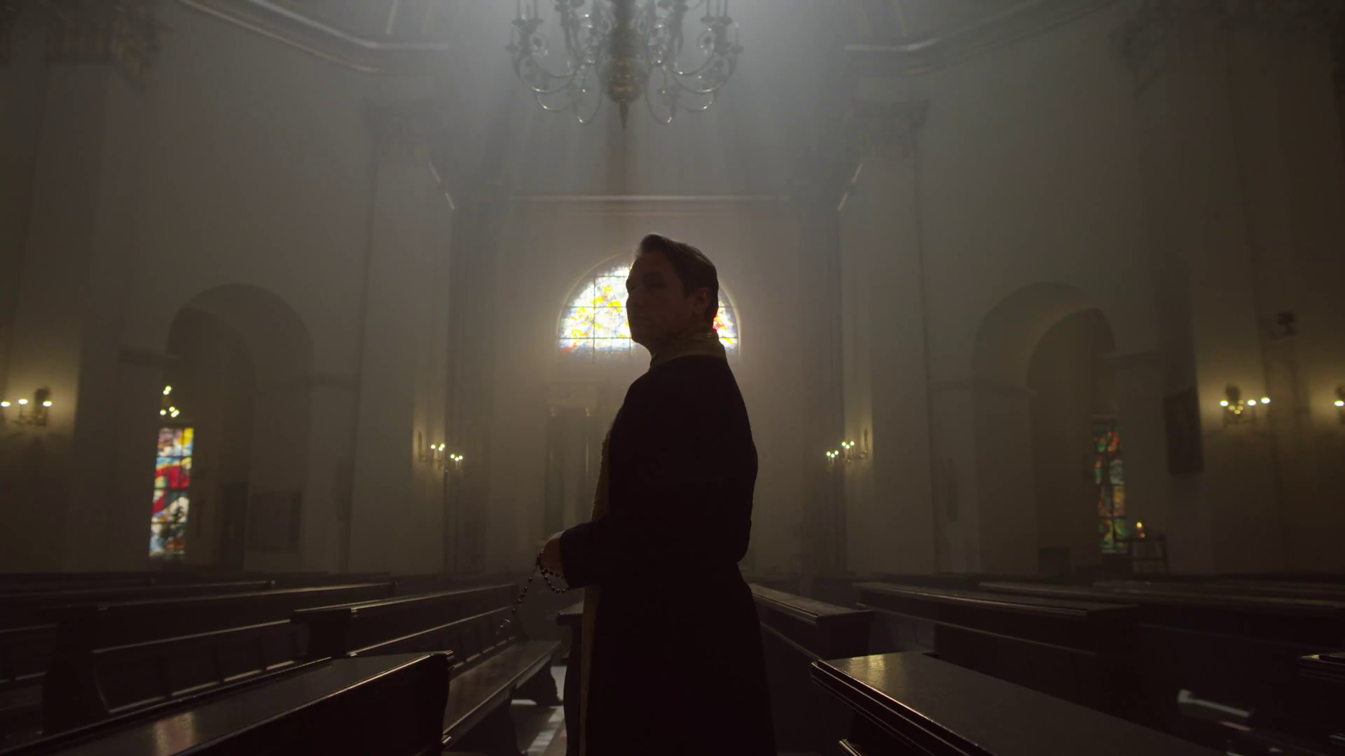 Priest Standing In Church Engaged In Solemn Stock Footage SBV-348723557 ...