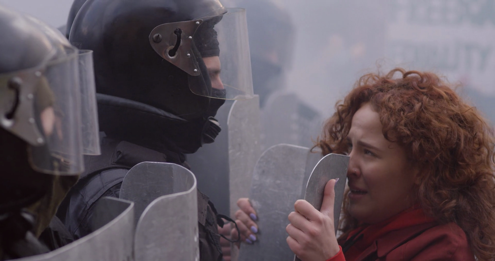Upset Girl Confronting Police In Protest Stock Footage SBV-348408922 ...
