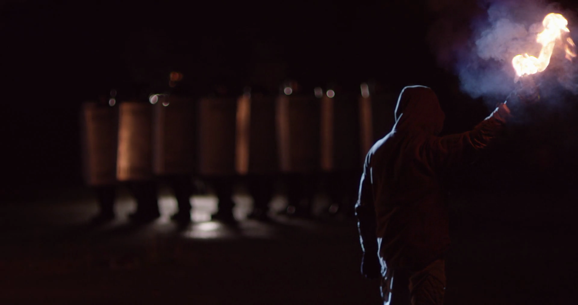 Man Throwing Patrol Bomb On Police Stock Footage SBV-348412605 ...